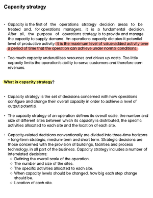 Chapter 9 notes - asda - The process of operations strategy ...