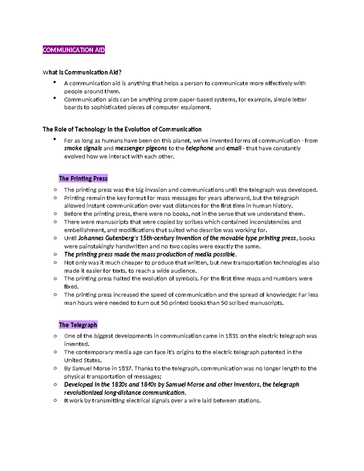 Communication AID - COMMUNICATION AID What is Communication Aid? A ...