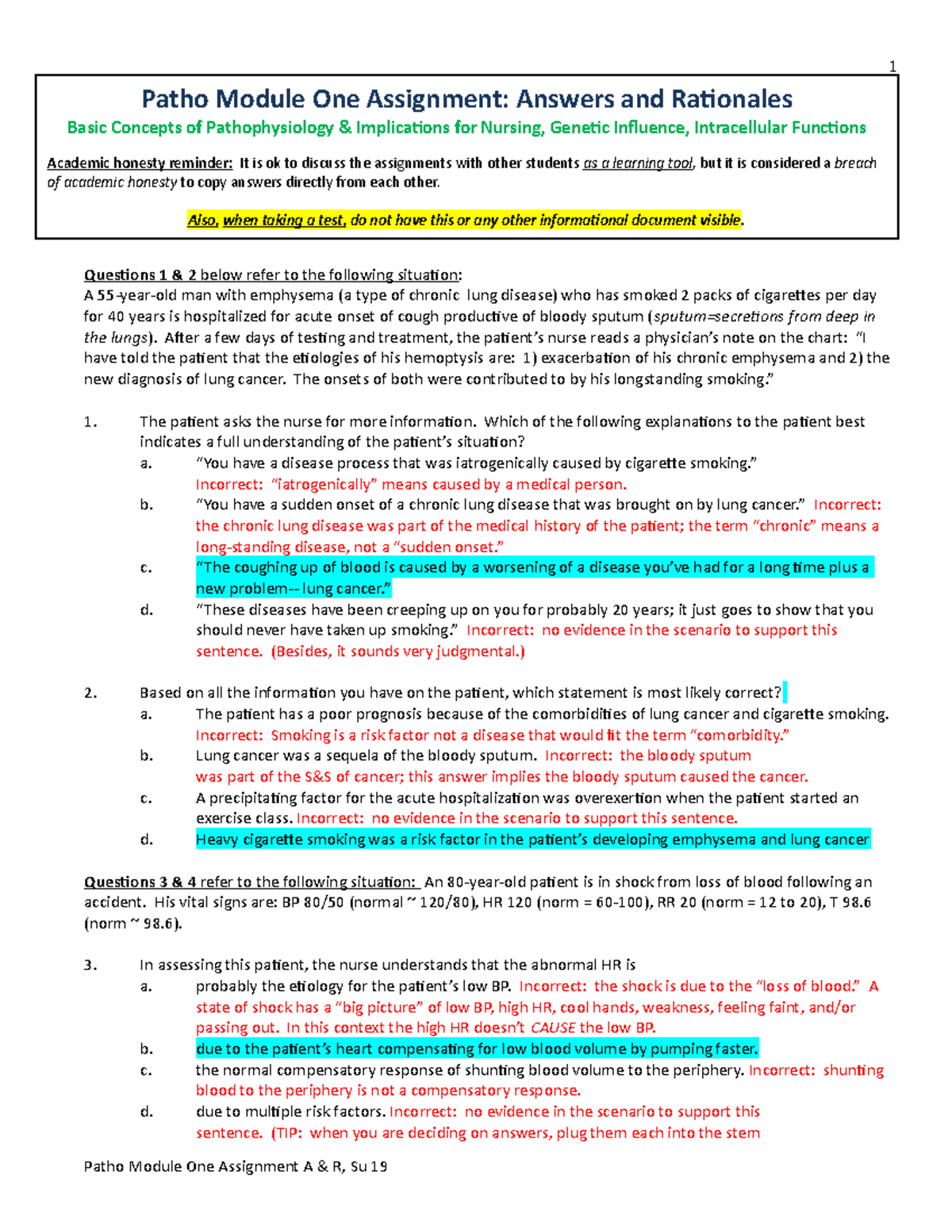 Patho Module One Assignment A & R Chapter 1 and 2 - NURS 3366 - UT Arlington - Studocu