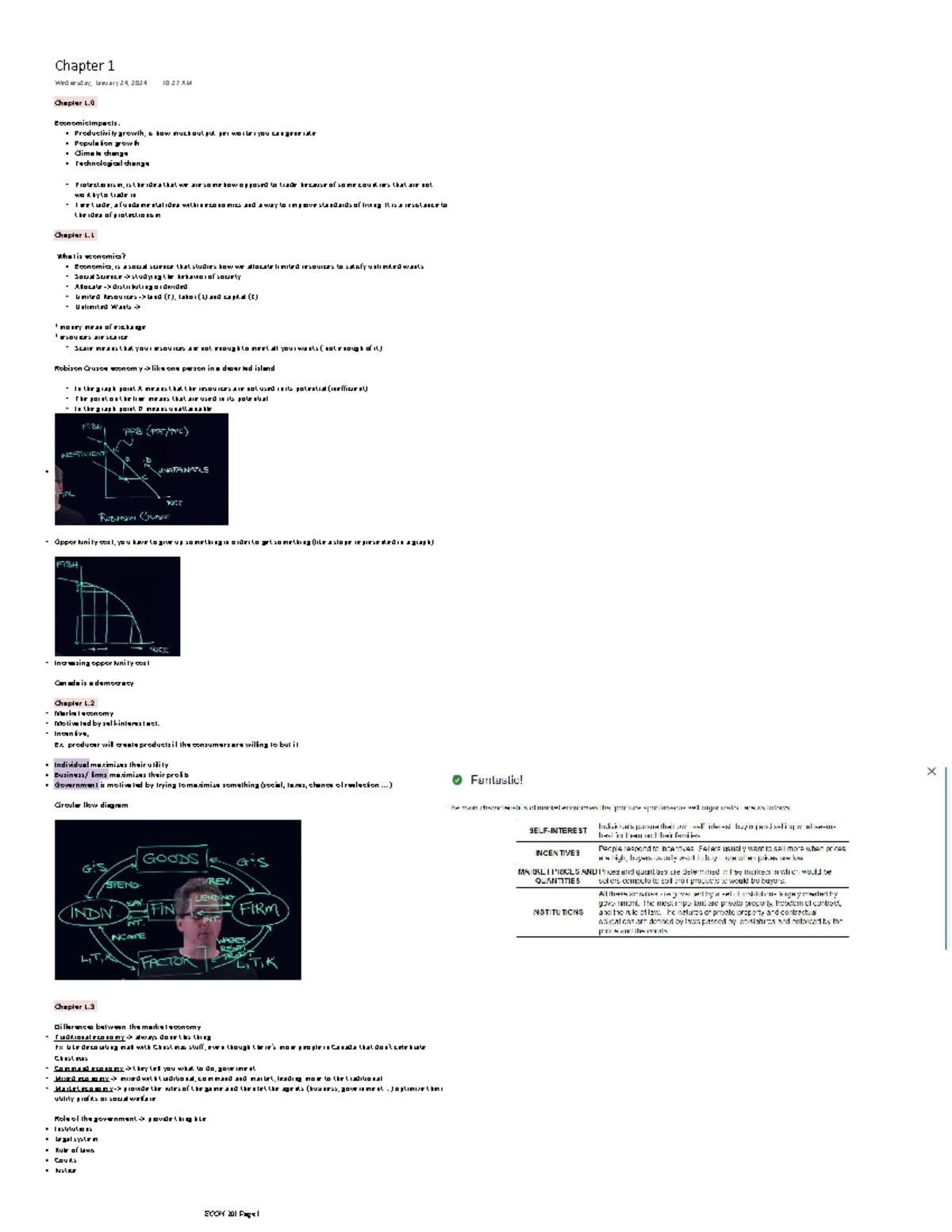 Econ 210 ch1 - Econ 201 ch 1 notes - Chapter 1. Economic Impacts ...