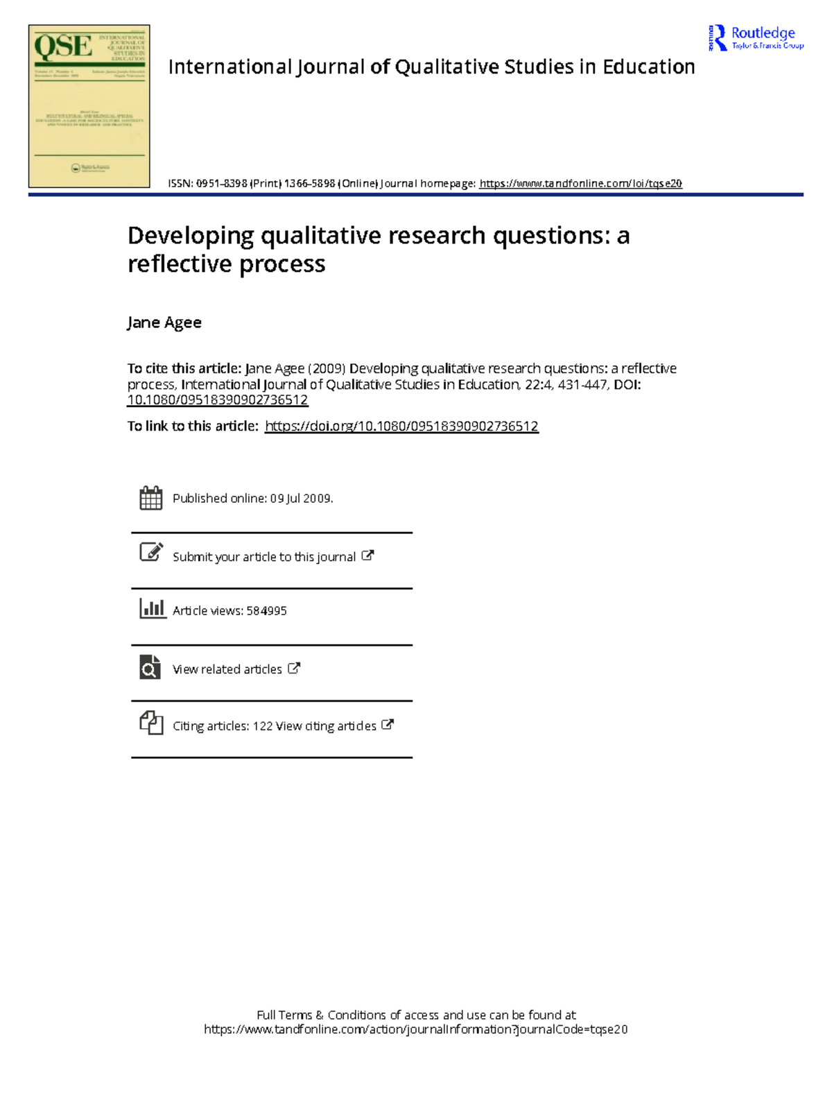 Agee Developing qualitative research questions a reflective process ...