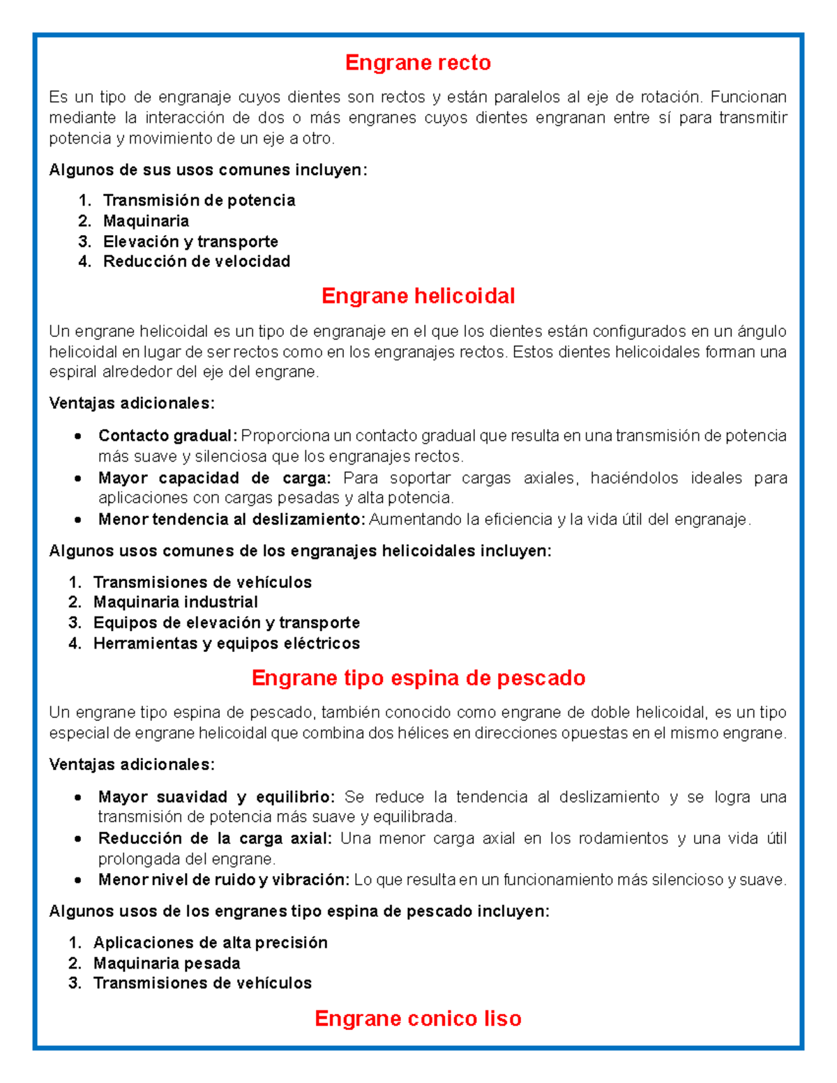 Tipos de engranes info - Engrane recto Es un tipo de engranaje cuyos ...