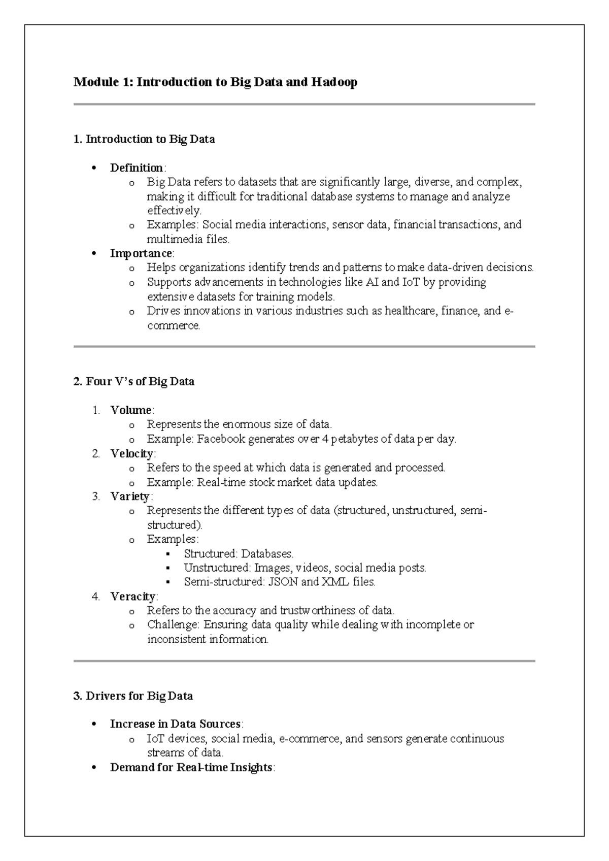 DA Module 125 - Summary Big Data, Data Mining, and Machine Learning - Module 1: Introduction to ...
