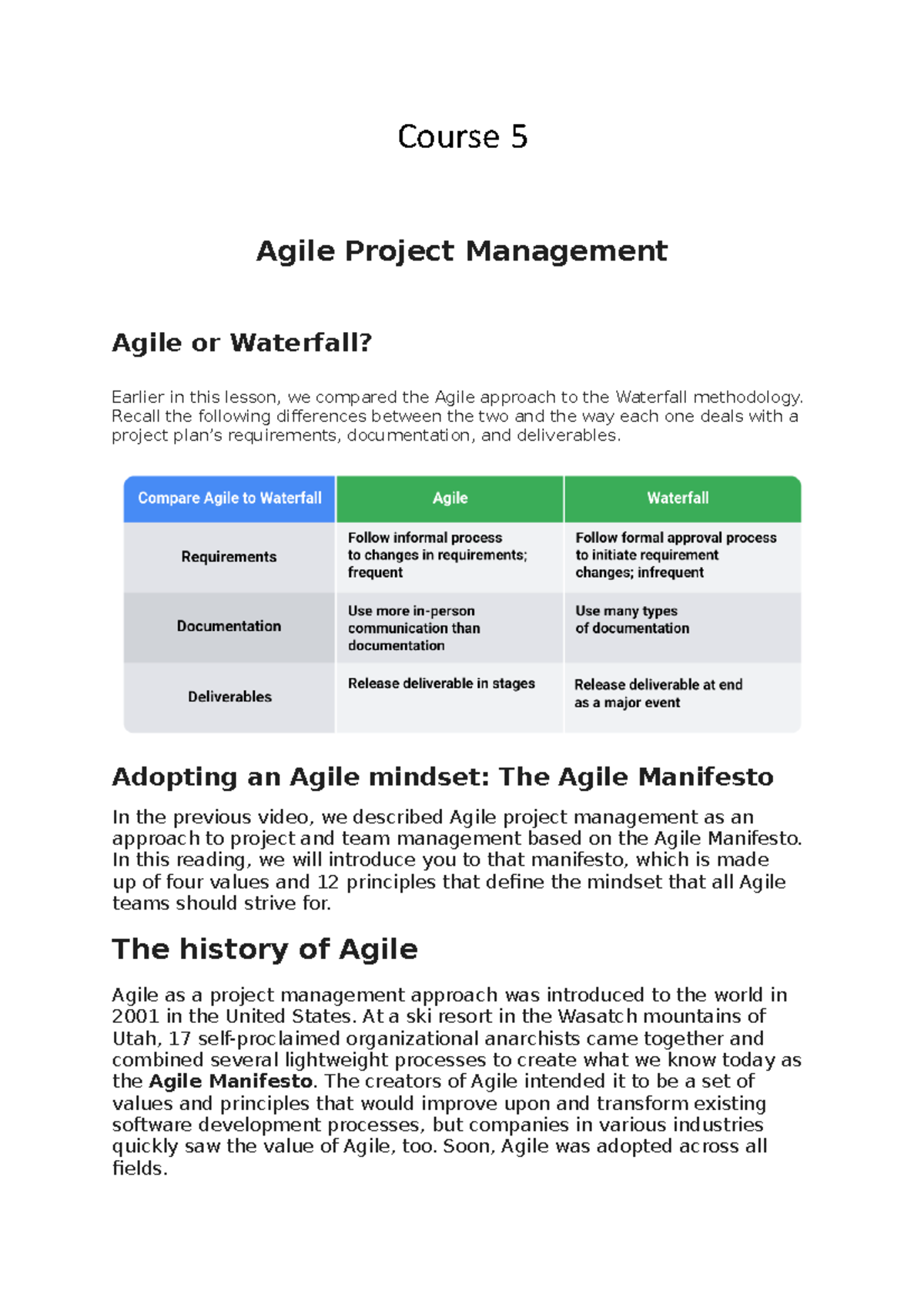 Course 5 - HADHSGHTH - Course 5 Agile Project Management Agile or ...