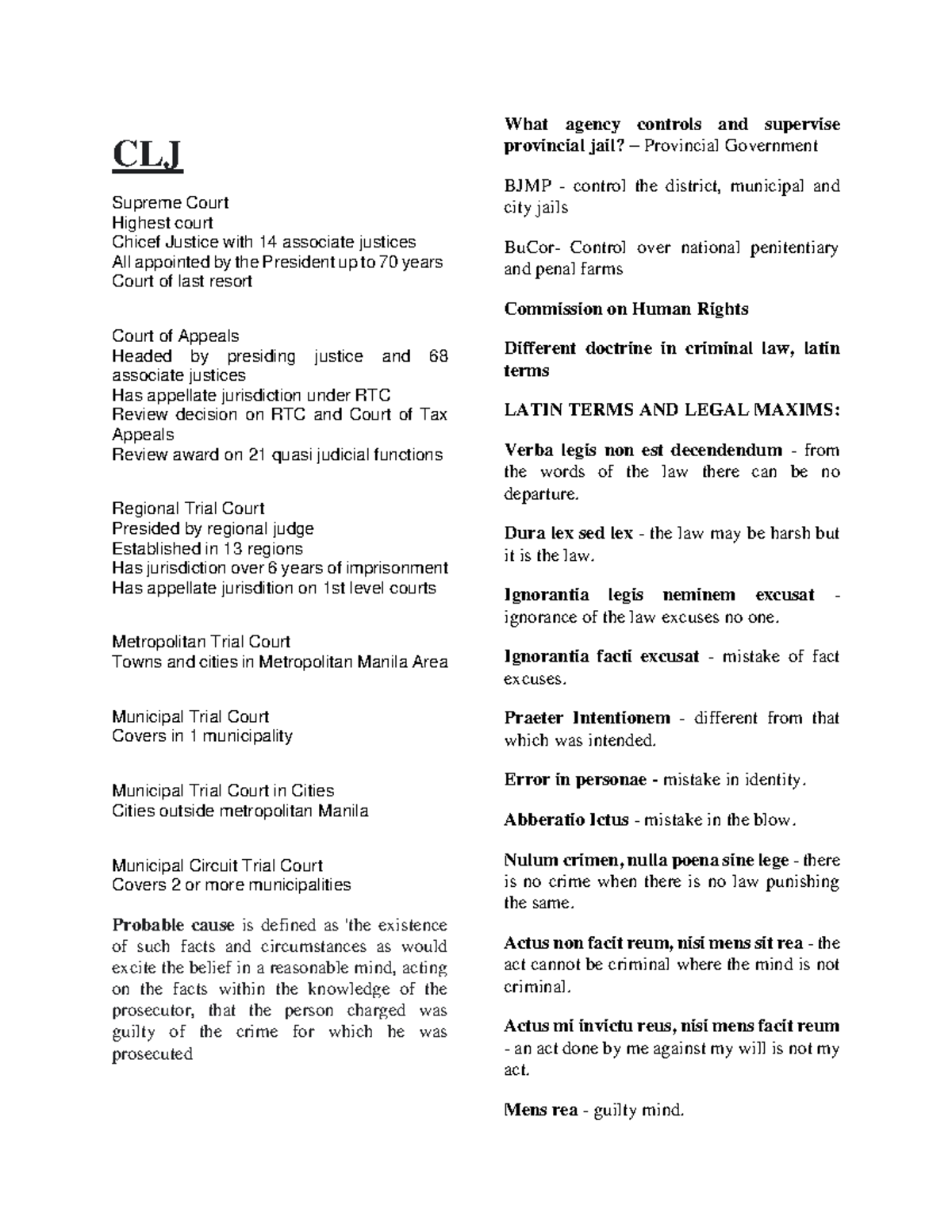 Pointers - Review Materials - CLJ Supreme Court Highest court Chicef ...