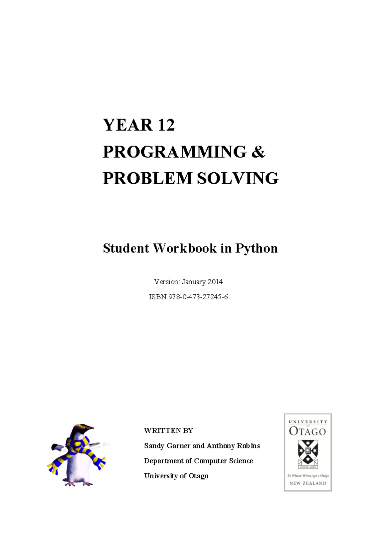 Programming & Problem Solving in Python - Student Workbook - YEAR 12 PROGRAMMING & PROBLEM - Studocu
