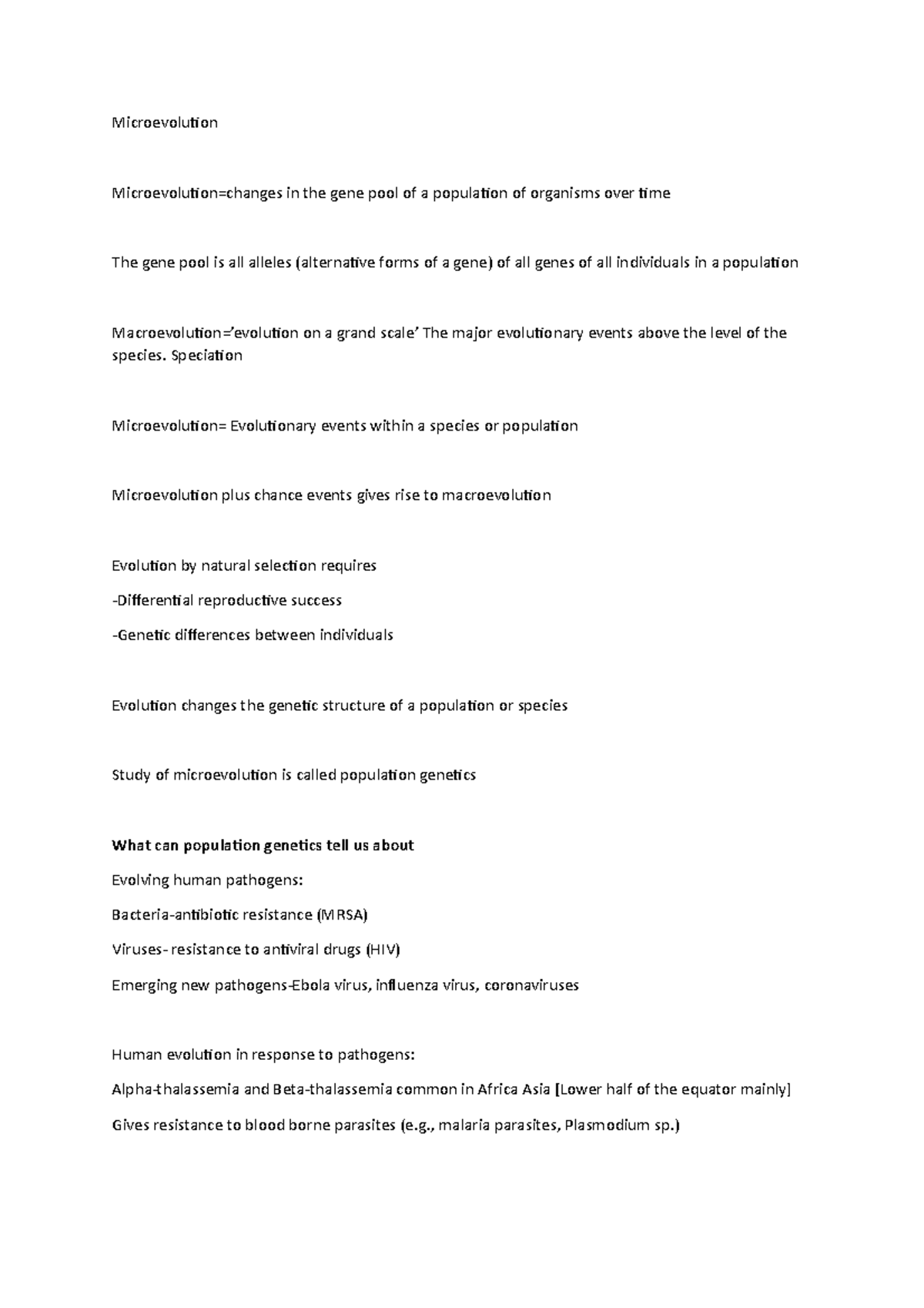 Microevolution - Lecture notes - Microevolution Microevolution=changes ...