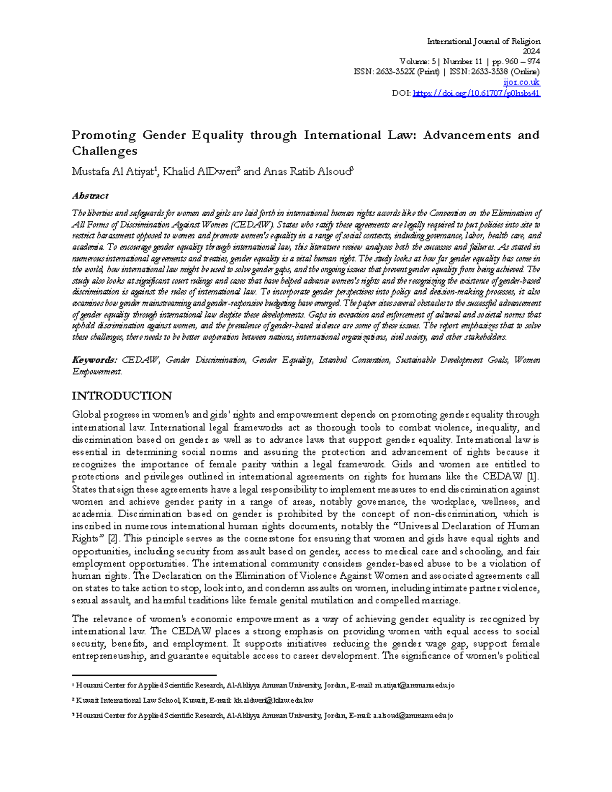 Promoting Gender Equality through International La - International ...