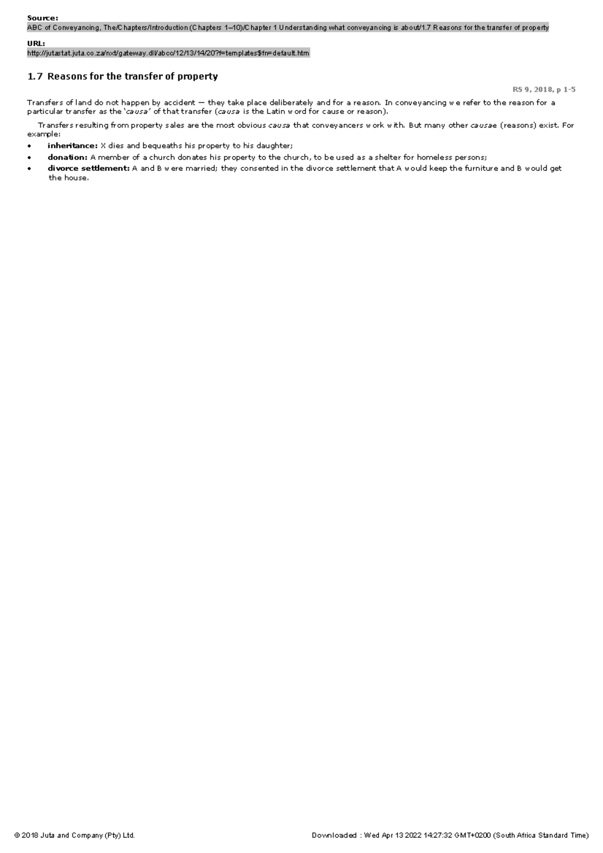 1 - Land law - Source: ABC of Conveyancing, The/Chapters/Introduction ...