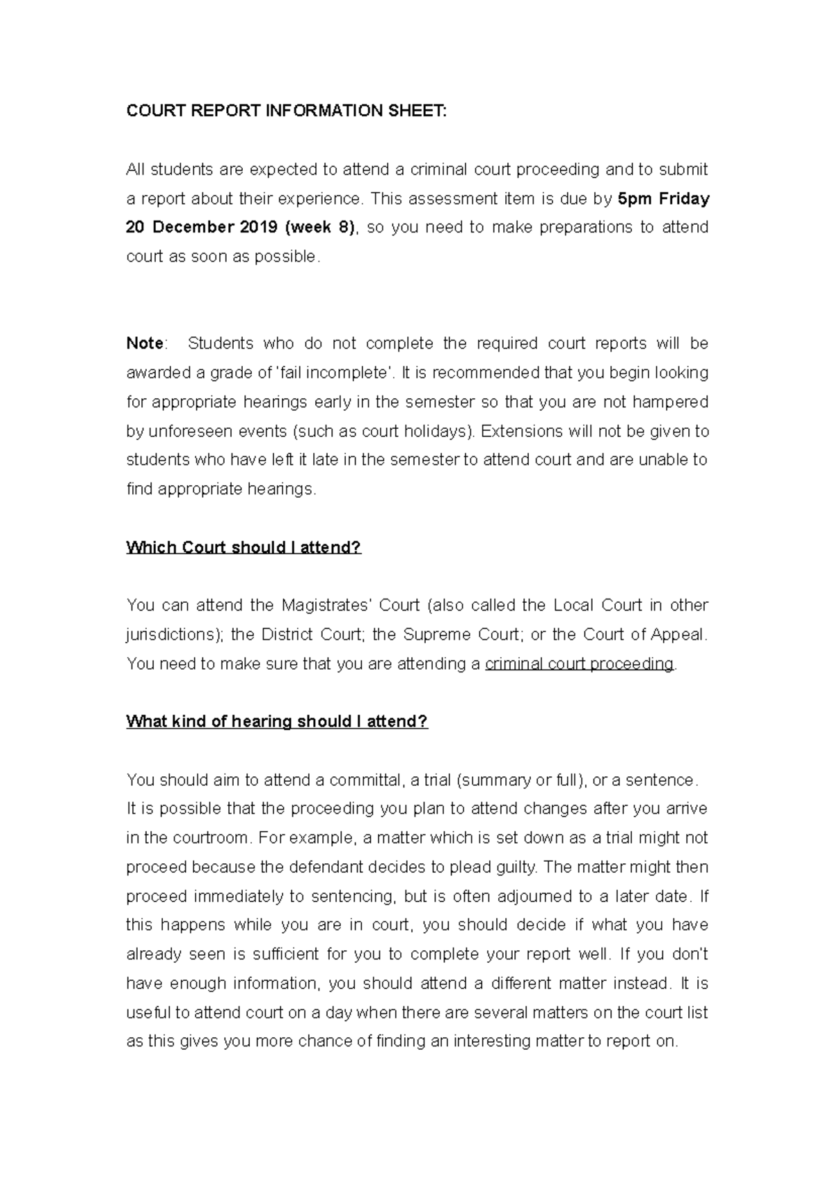 Court Report Information TRI3 - COURT REPORT INFORMATION SHEET: All ...