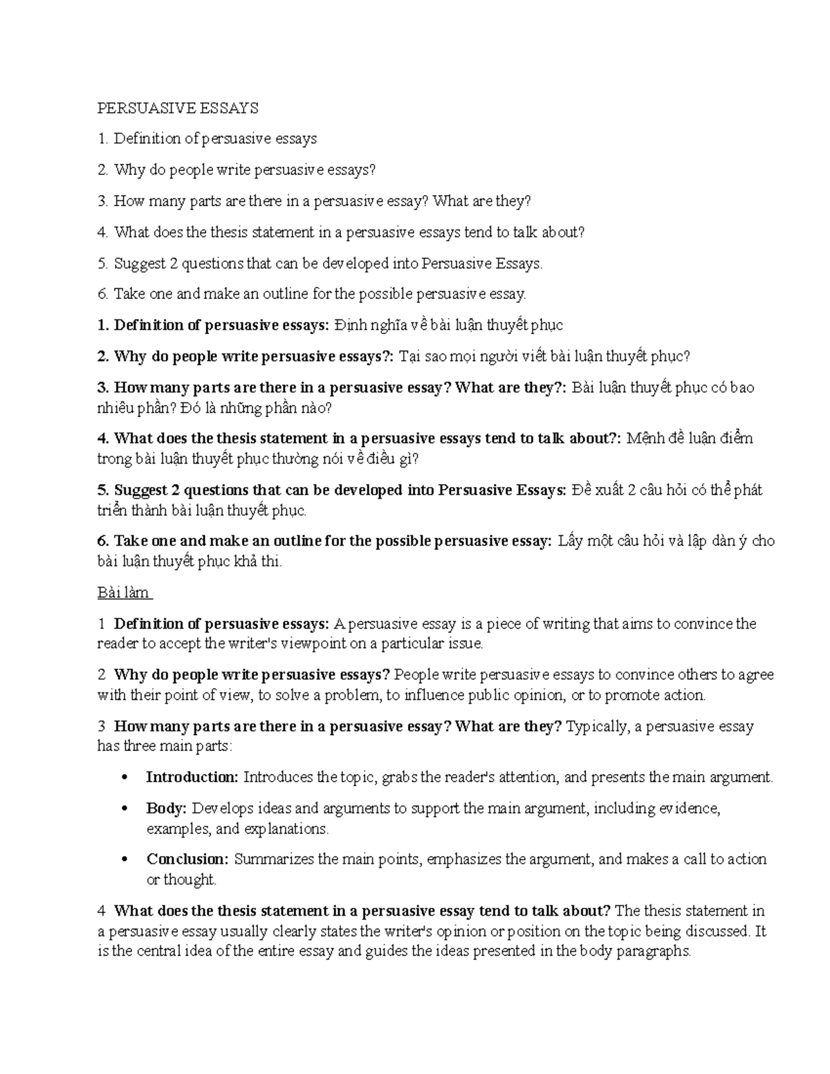 Persuasive Essays NHÁP 0308 - PERSUASIVE ESSAYS 1. Definition of ...