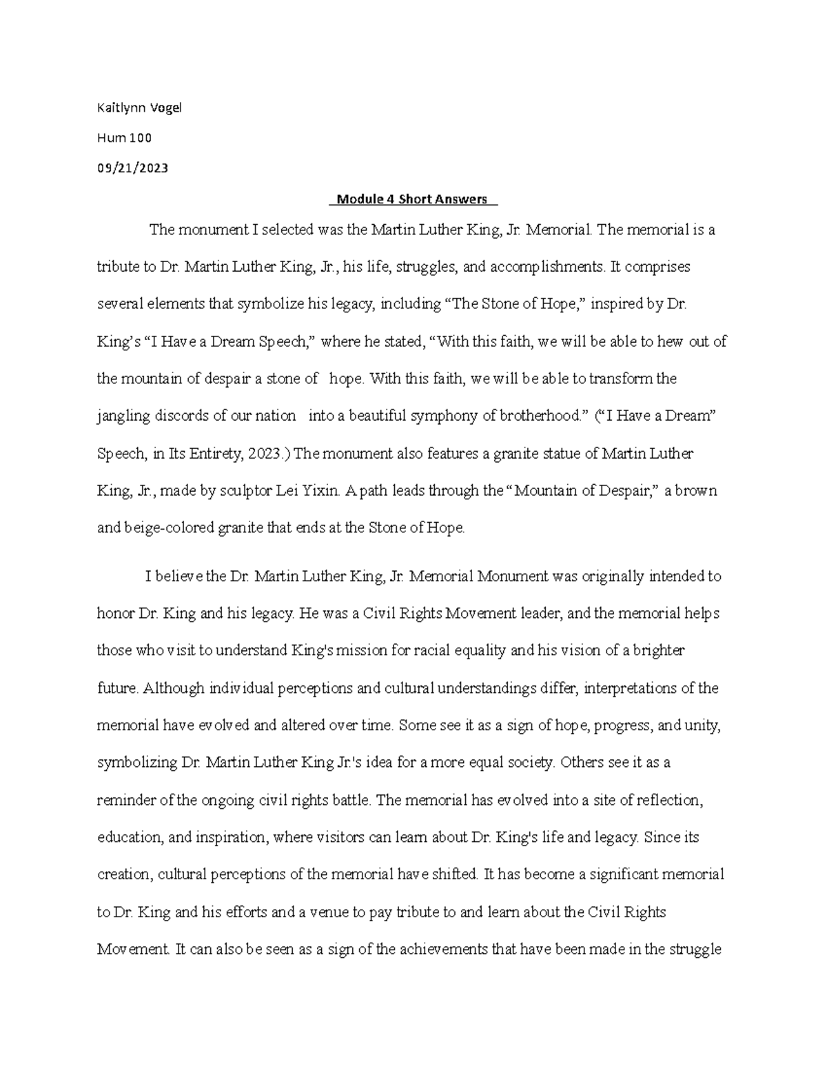 Module 4 Short Answers Kaitlynn Vogel - Copy - Kaitlynn Vogel Hum 100 ...