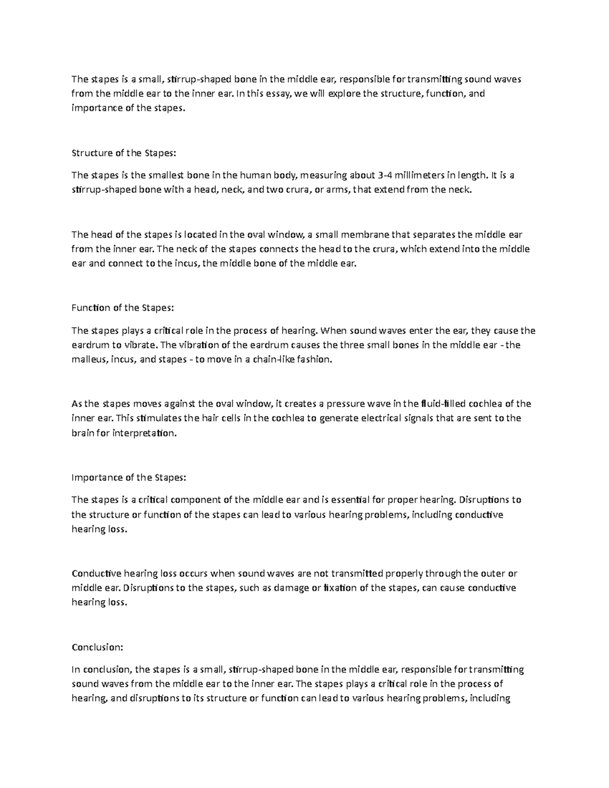 Stapes notes - The stapes is a small, stirrup-shaped bone in the middle ...