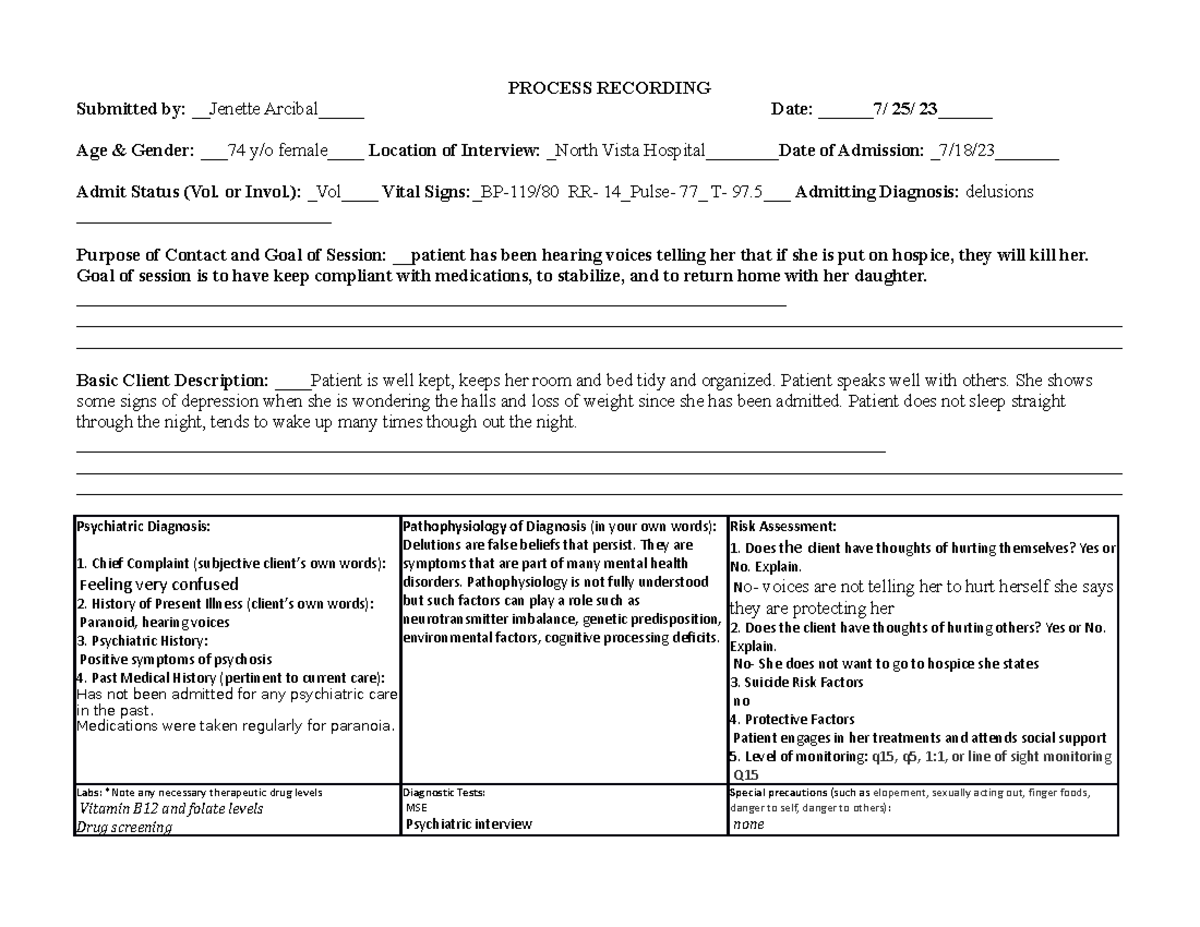 Blank-Process-Recording 2 - PROCESS RECORDING Submitted by: Jenette ...