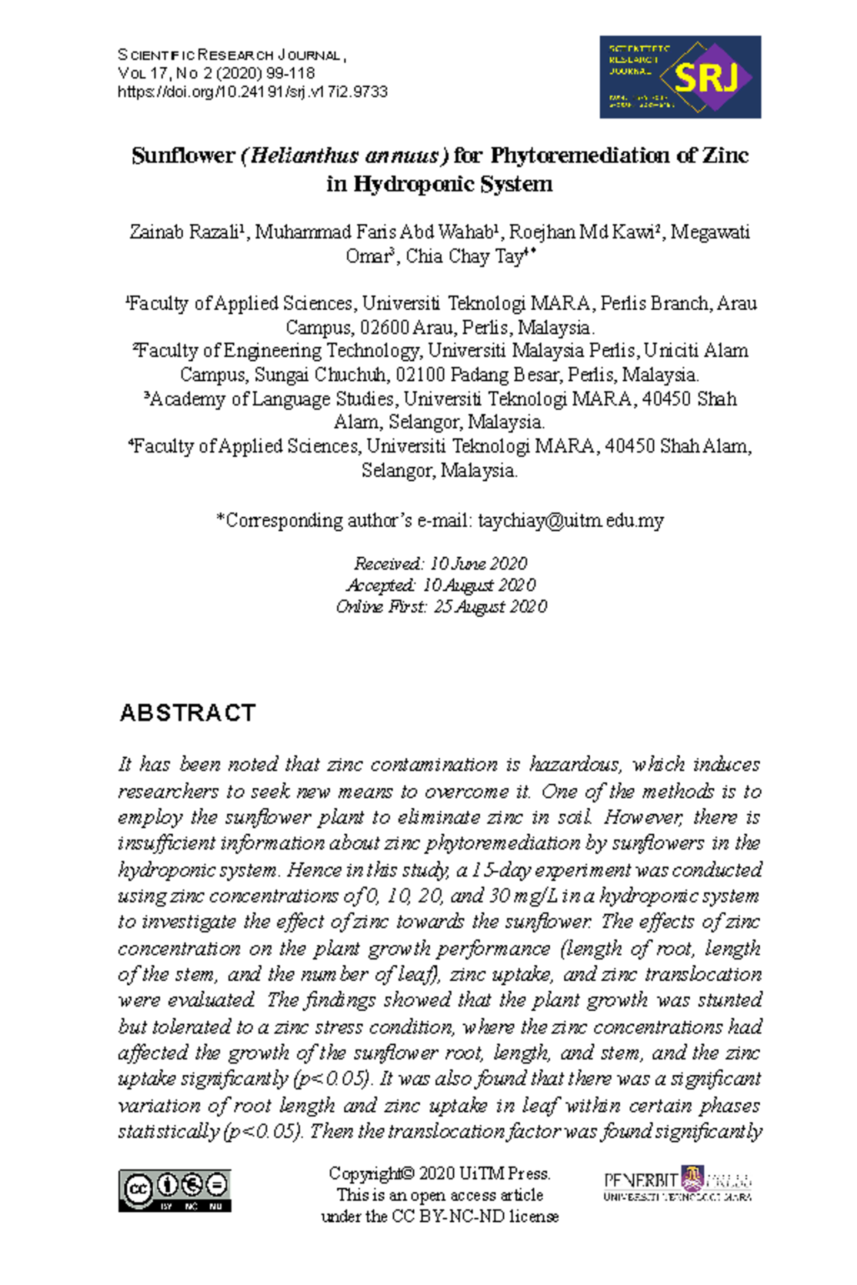 Example - Chem - Scientific Research Journal, Vol 17, No 2 (2020) 99 