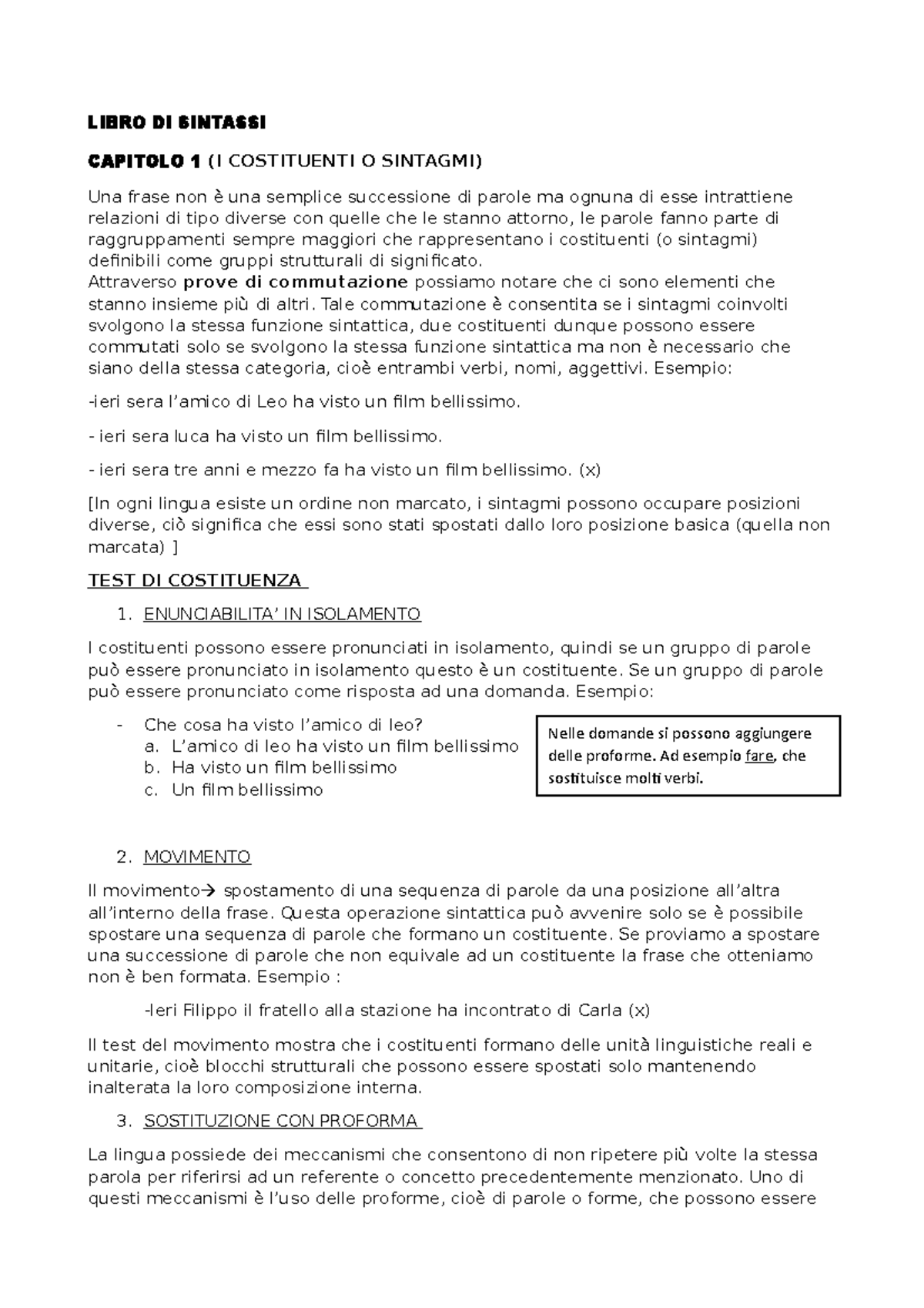 Libro DI Sintassi - riassunto dei primi 3 capitoli - LIBRO DI SINTASSI ...