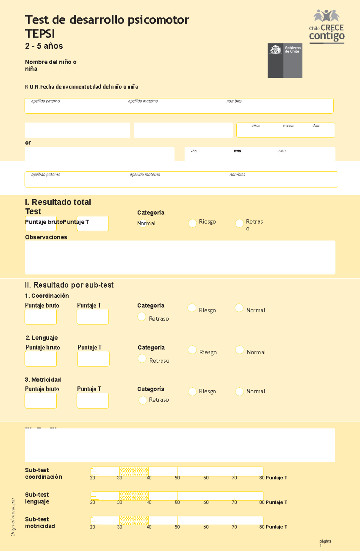 Formulario- Tepsi Chile - Test de desarrollo psicomotor TEPSI 2 - 5 ...