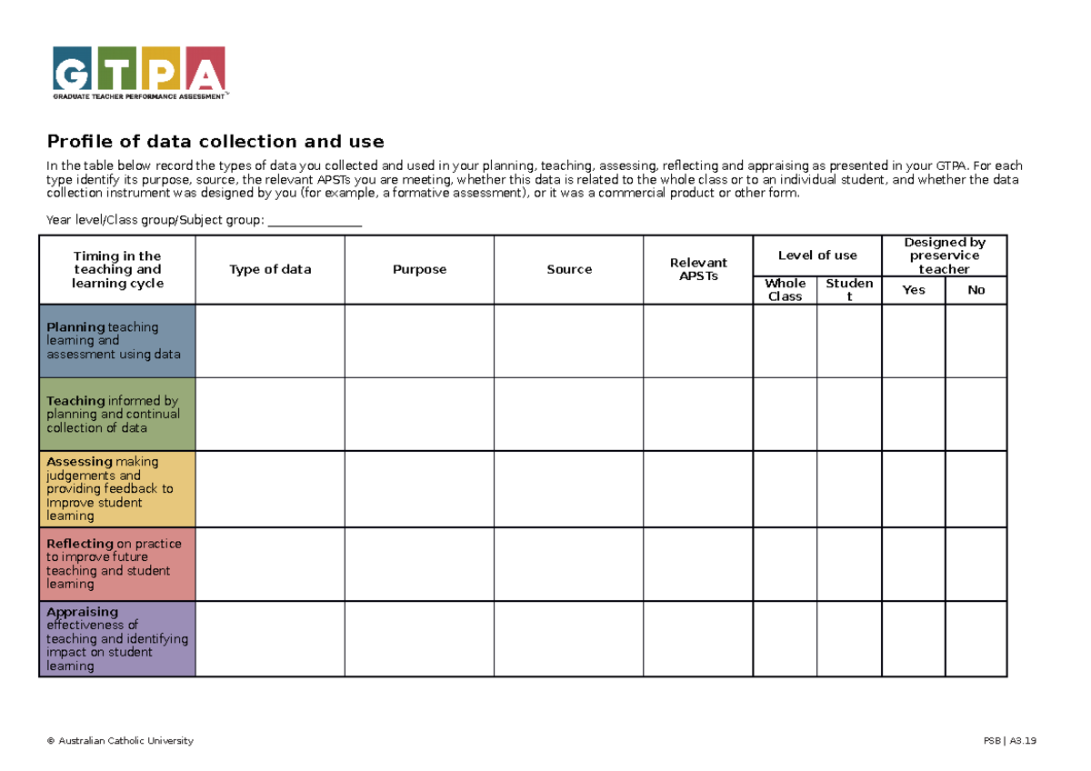 Profile of system data and classroom evidence collection 2019 - Profile ...