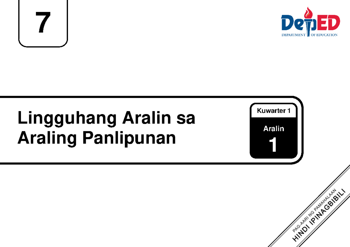 Q1 LE Araling Panlipunan 7 Lesson 1 Week 1 - 7 Lingguhang Aralin sa Araling Panlipunan Aralin ...