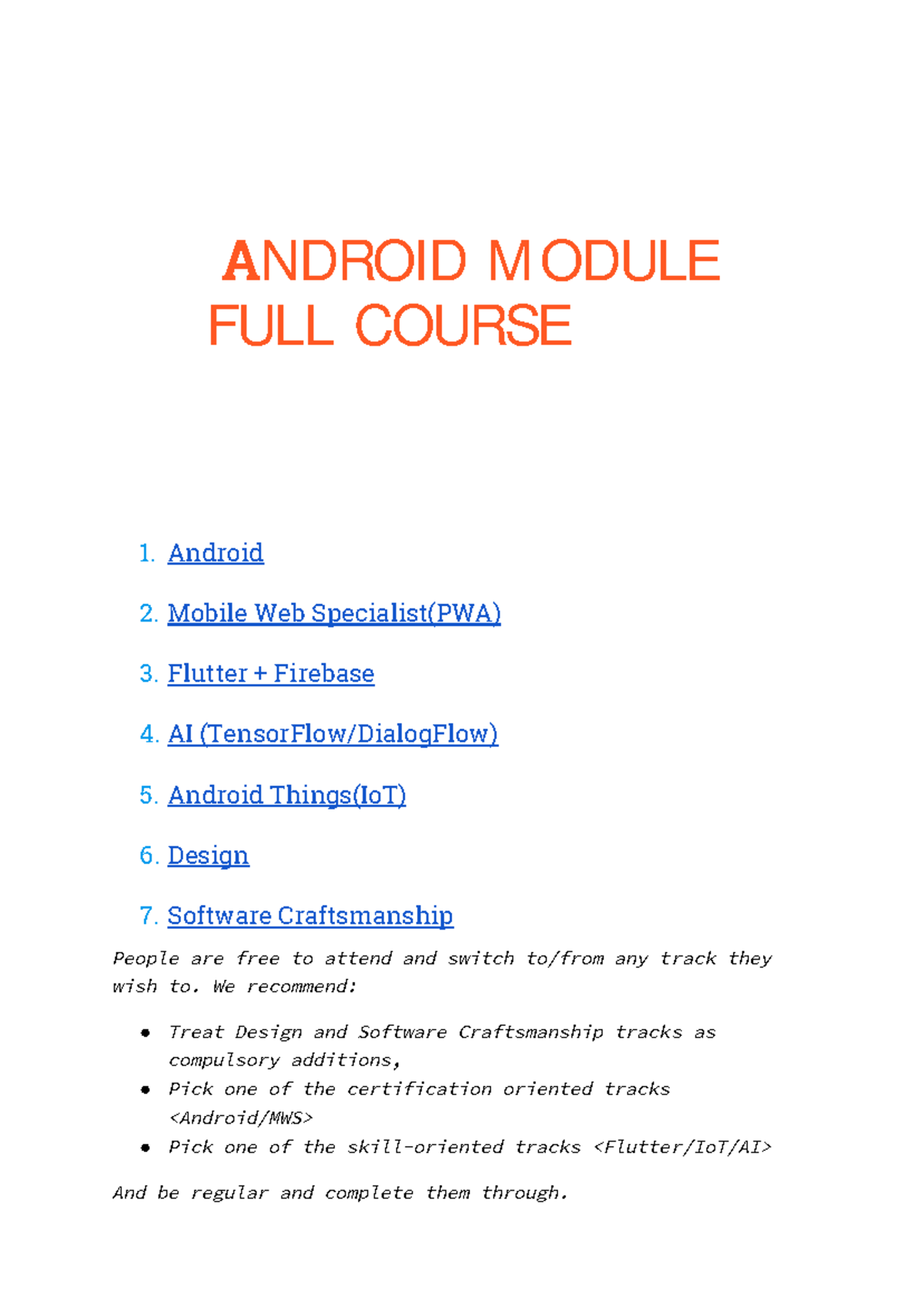 Android Lesson-Plan - A NDROID M ODULE FULL COURSE 1. Android 2 Web ...