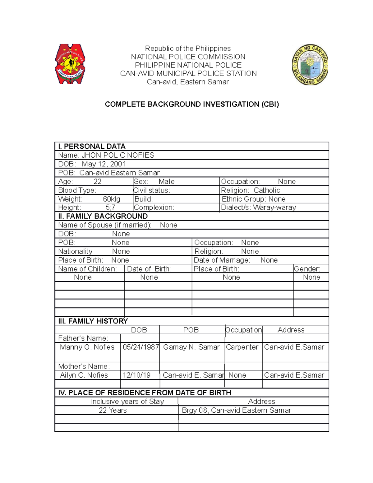 CBI - hjbuykjhv,nb - Republic of the Philippines NATIONAL POLICE ...