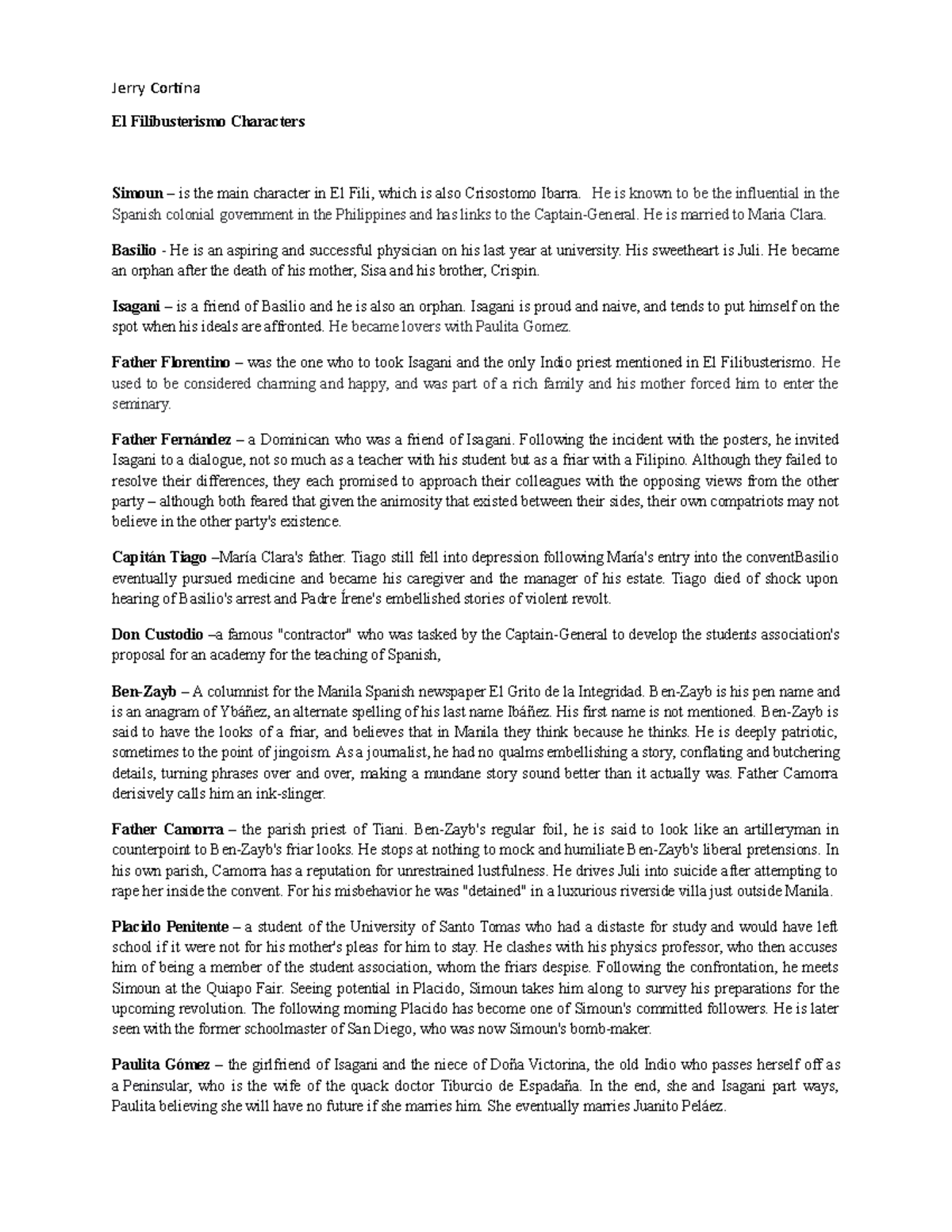 Characters of El Fili - More details about el fili. - Jerry Cortina El ...