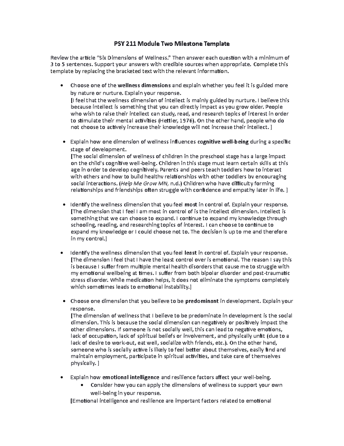 PSY 211 Module Two Milestone - ” Then answer each question with a ...