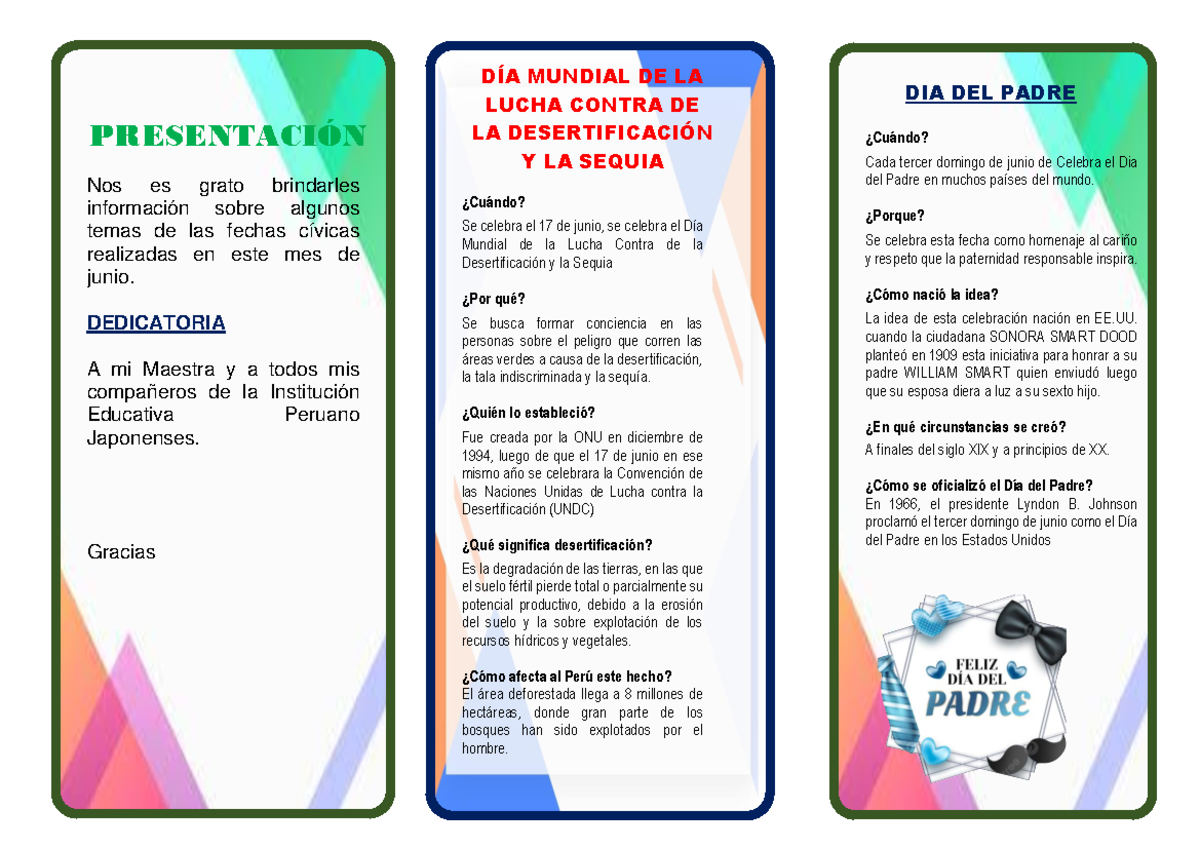 Triptico fechas civicasocx - PRESENTACIÓN Nos es grato brindarles información sobre algunos ...