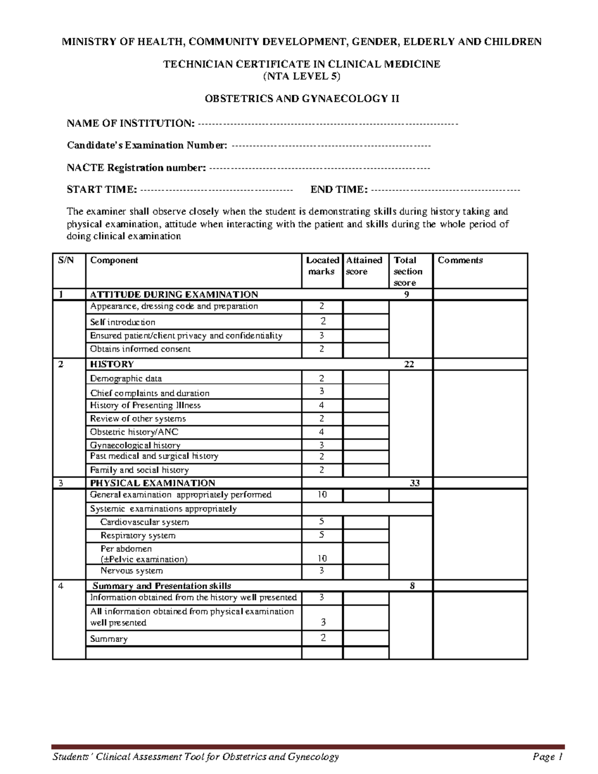 Rating Scale OBGY NTA Level 5 - 2017 - Students’ Clinical Assessment ...