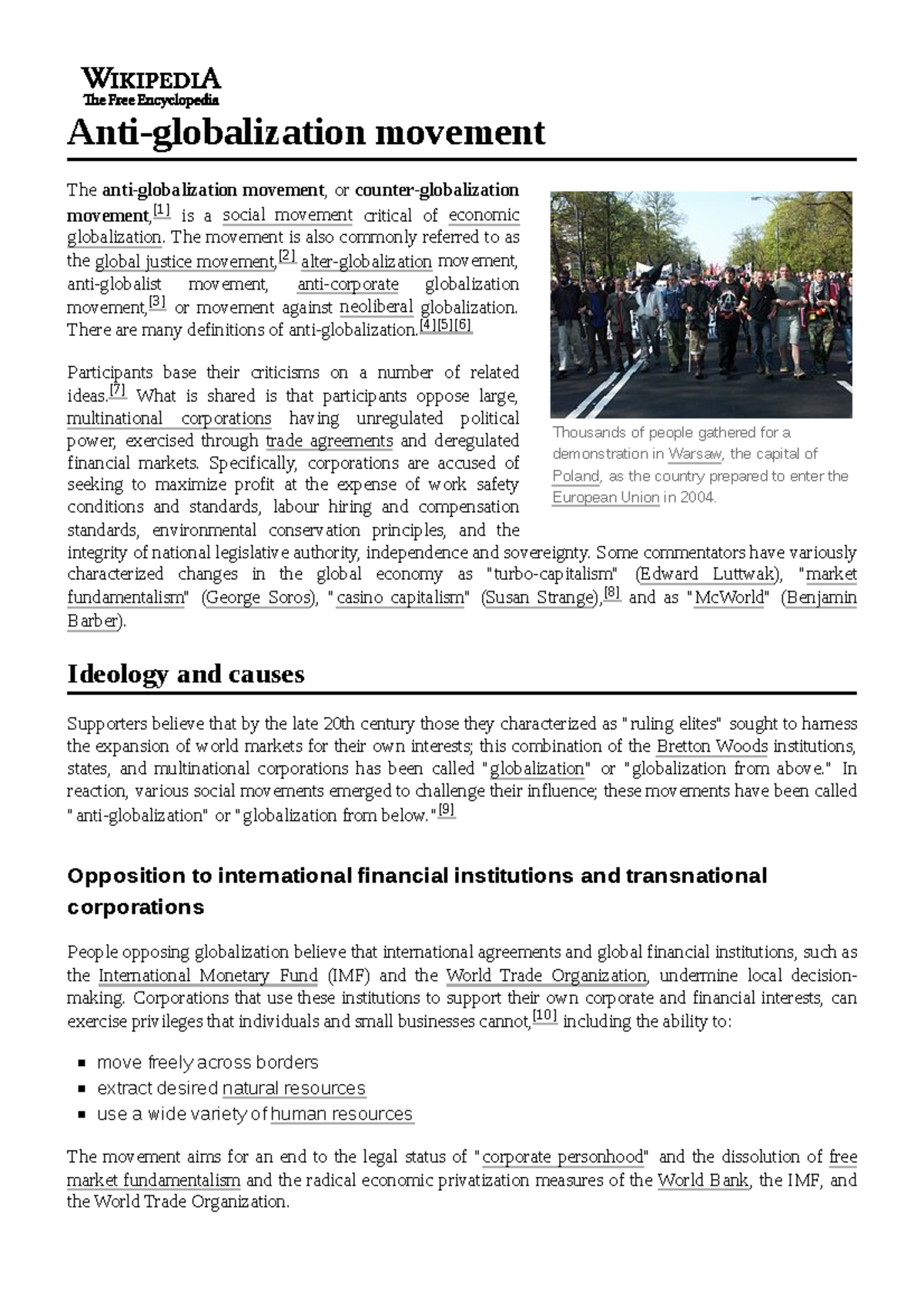 Anti-globalization movement - Thousands of people gathered for a ...