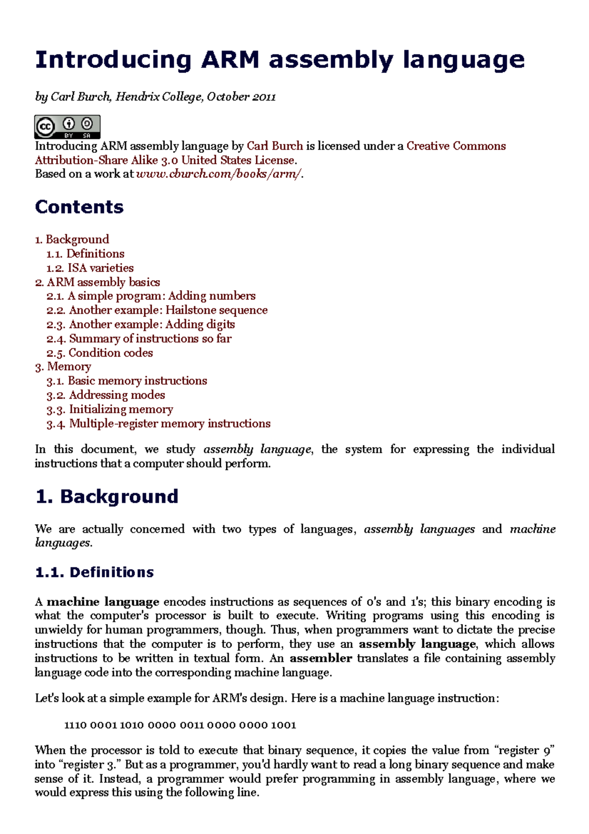 Introducing ARM assembly language - Based on a work at cburch/books/arm ...