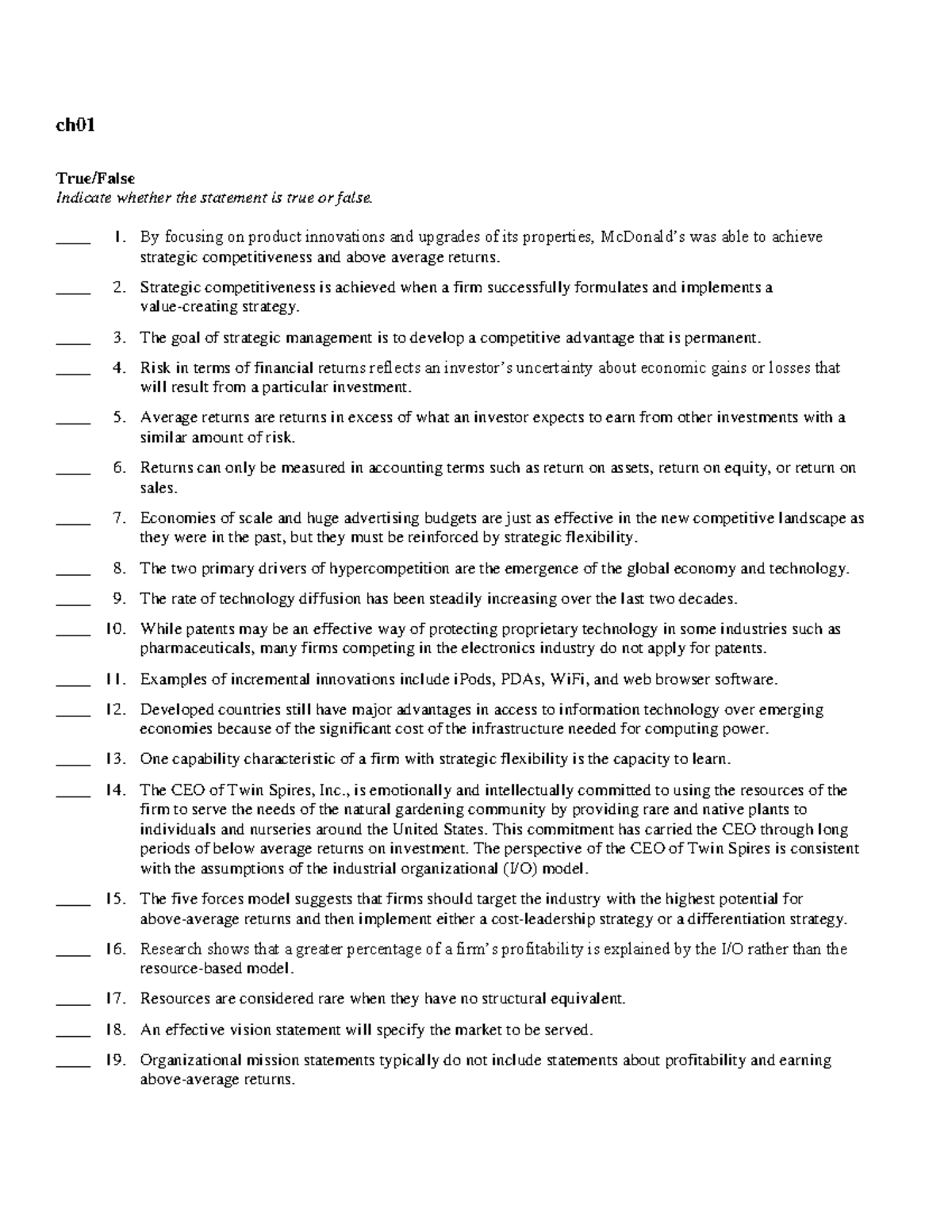 Ch01 - ECON 101-Principles of Microeconomics : Test Bank - ch True ...