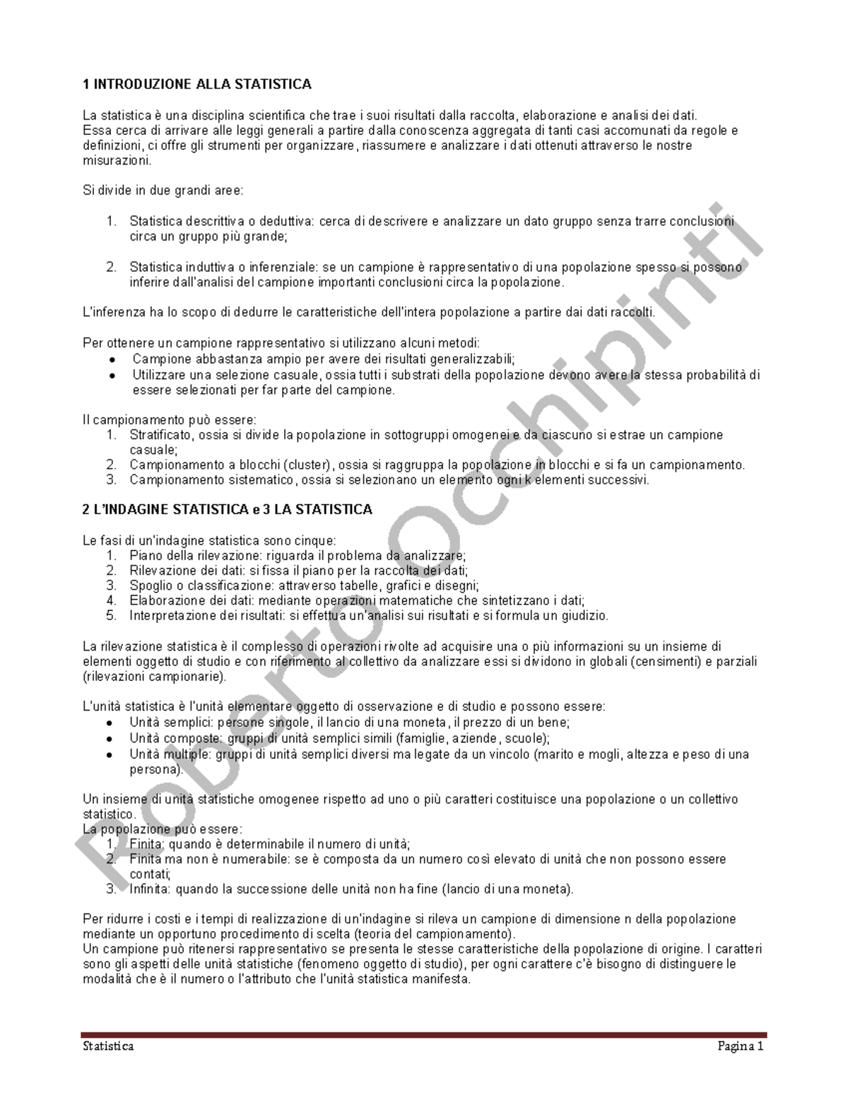4) Statistica - Appunti con domande e risposte - 1 INTRODUZIONE ALLA ...