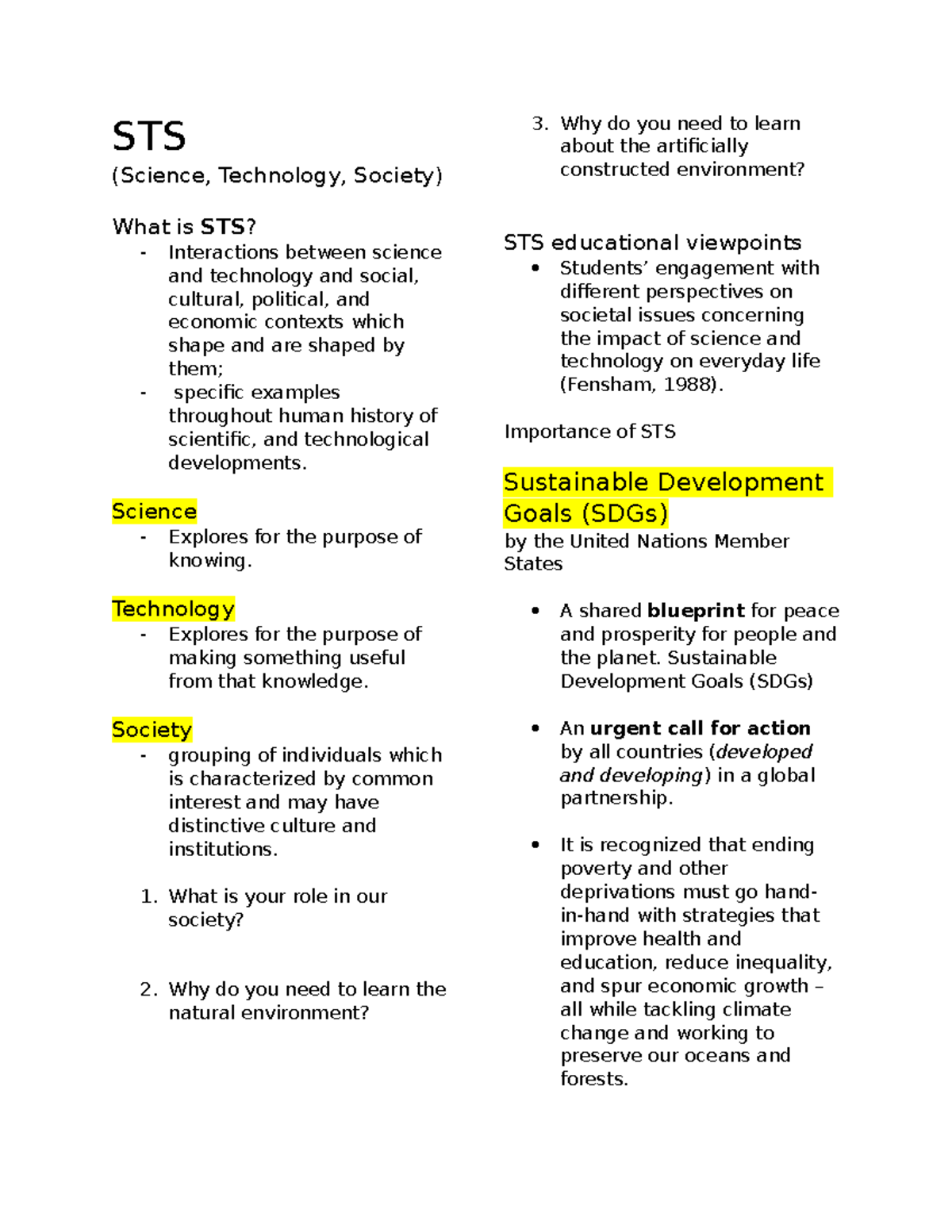 STS Reviewer - STS - STS (Science, Technology, Society) What is STS ...