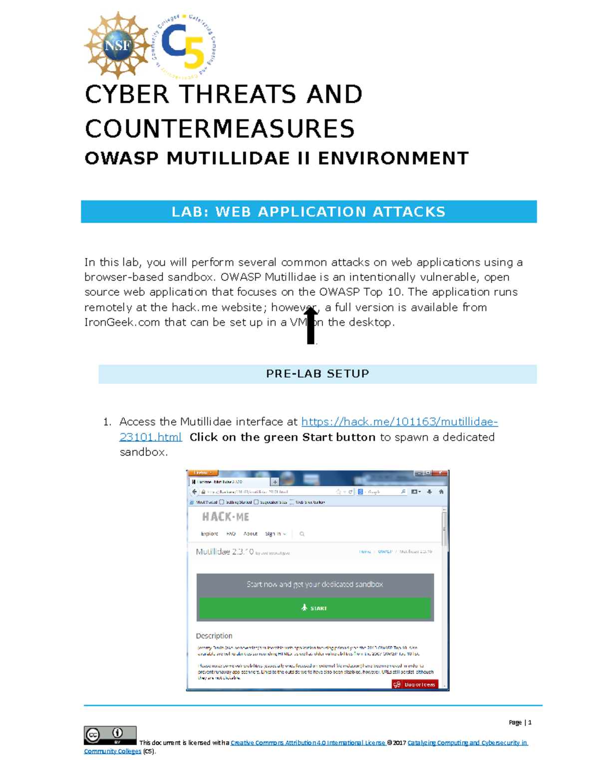 Web Based Attacks Cyber Threats And Countermeasures Owasp Mutillidae Ii Environment Lab Web