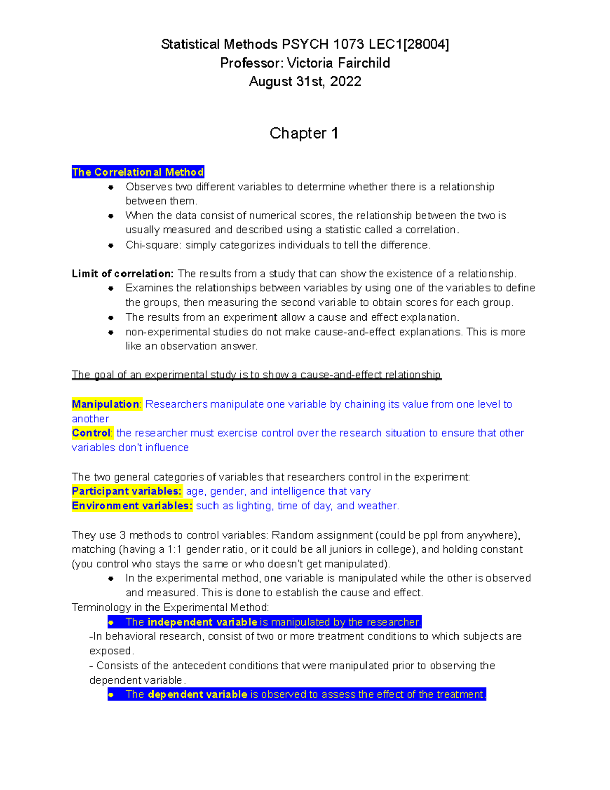 PSYCH 107 3 Chapter 1 Stats Methods - Statistical Methods PSYCH 1073 ...