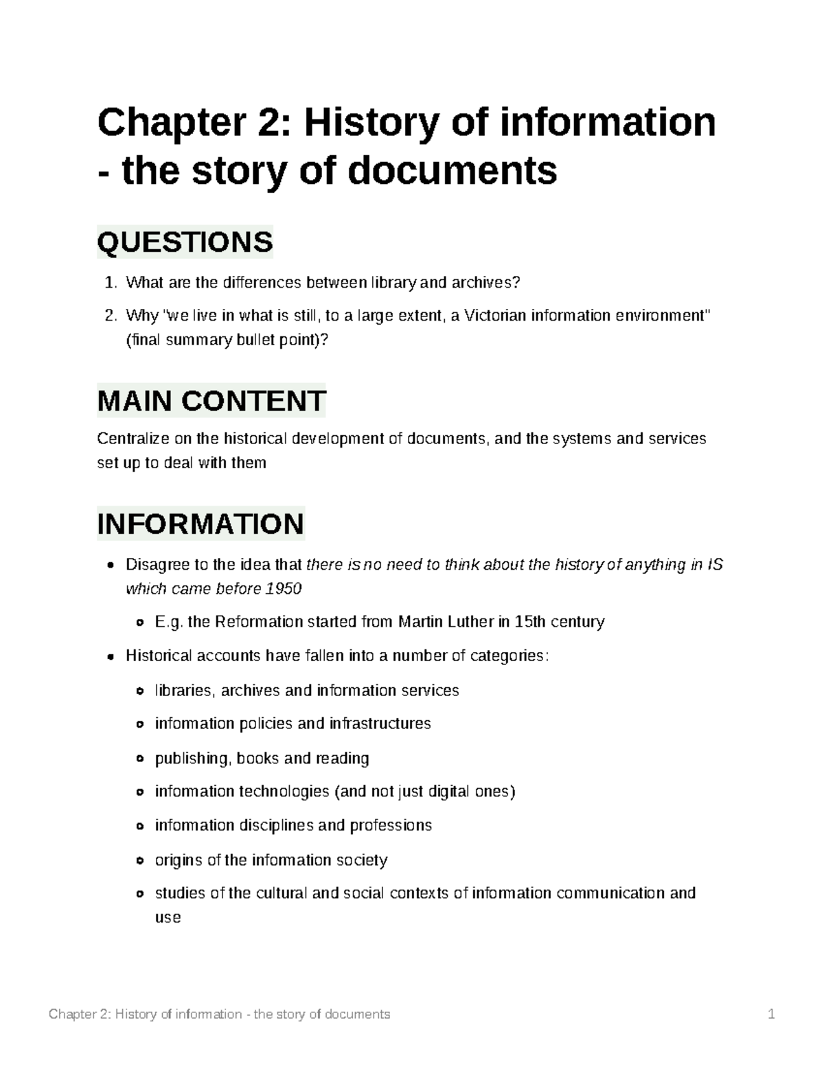 Chapter 2: History of Information - Chapter 2: History of information ...