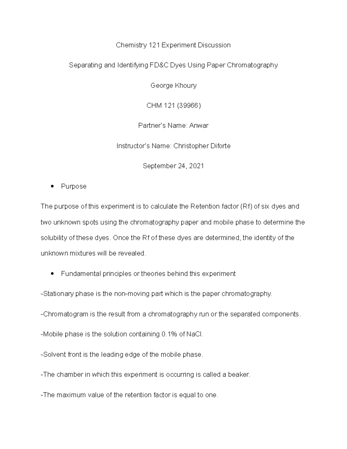 Chem 121 lab report week 3 - Chemistry 121 Experiment Discussion ...