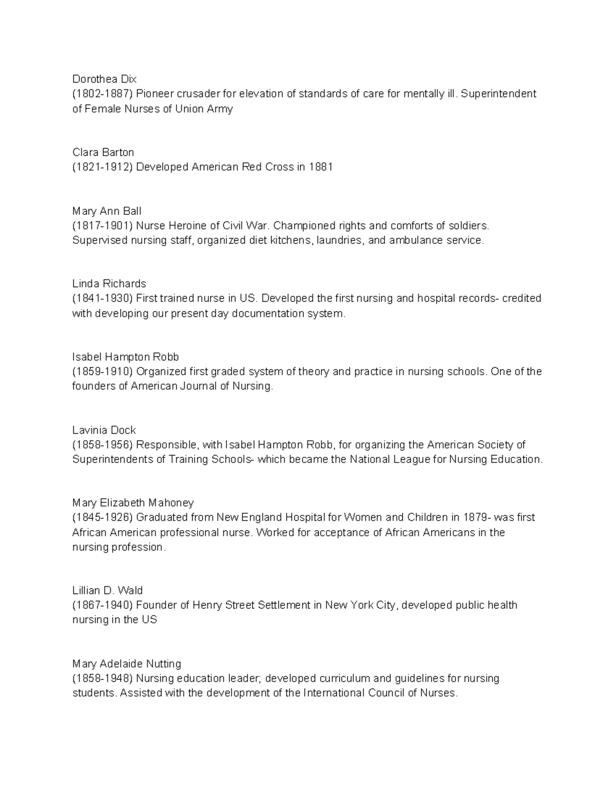 Untitled document - fundamental history - Dorothea Dix (1802-1887) Pioneer crusader for ...