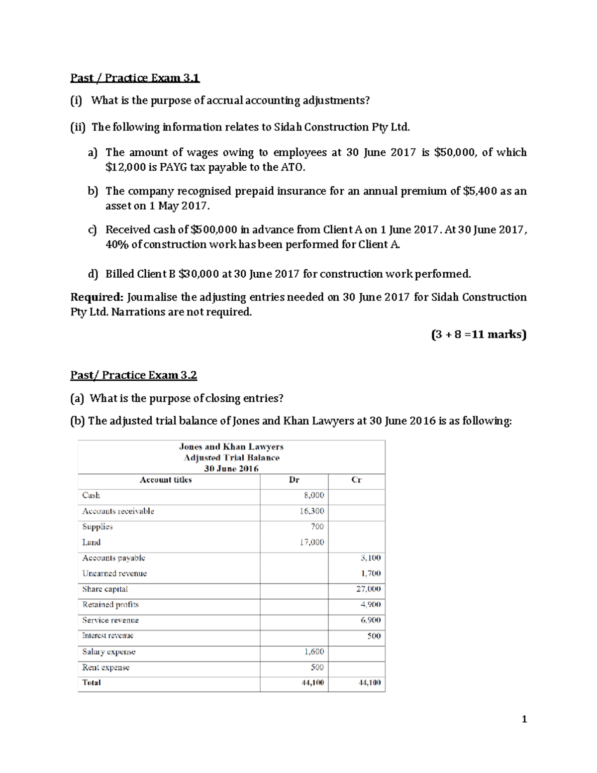Past and Practice Exam Questions for Topic 3 - Past / Practice Exam 3 ...