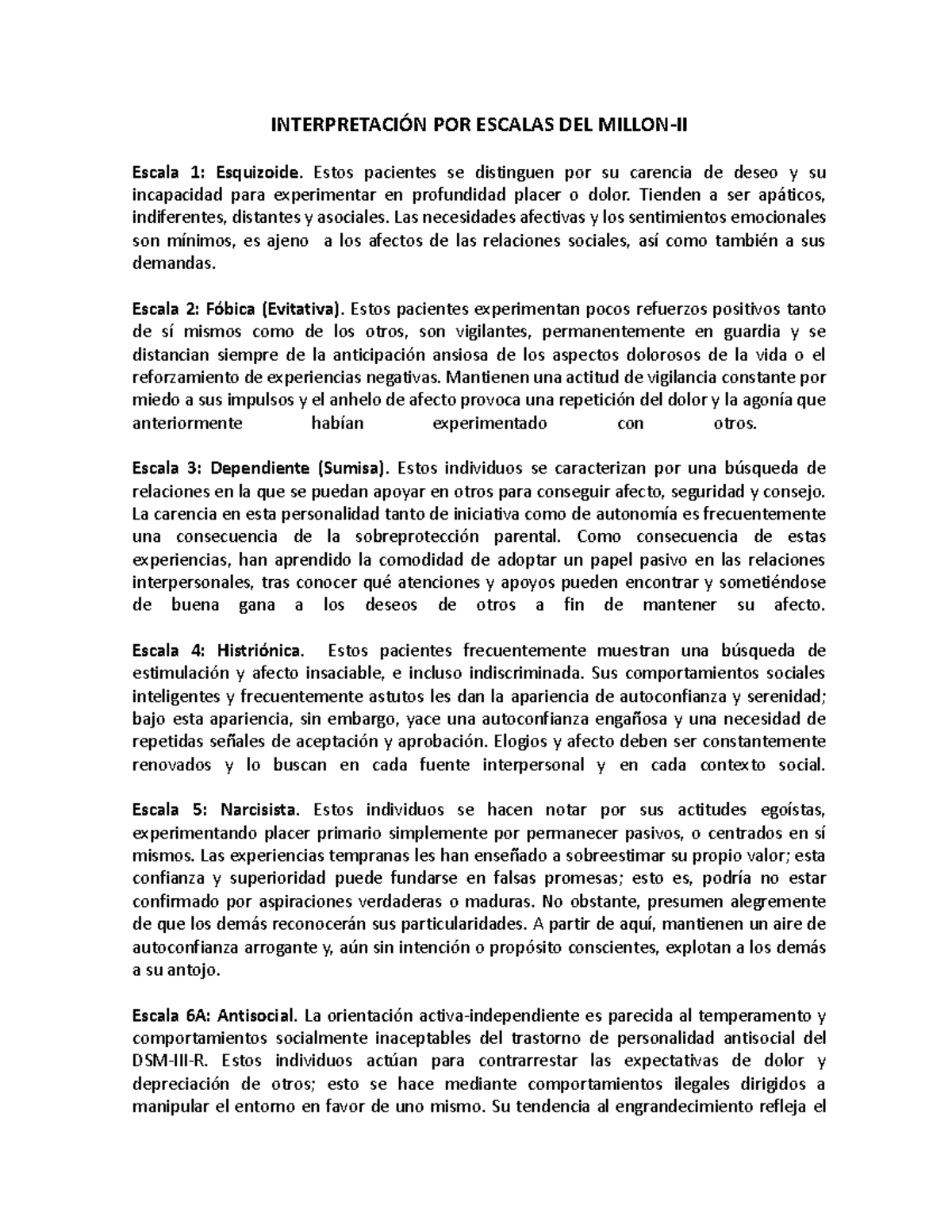 Interpretación por escalas del Millón-II - INTERPRETACIÓN POR ESCALAS ...