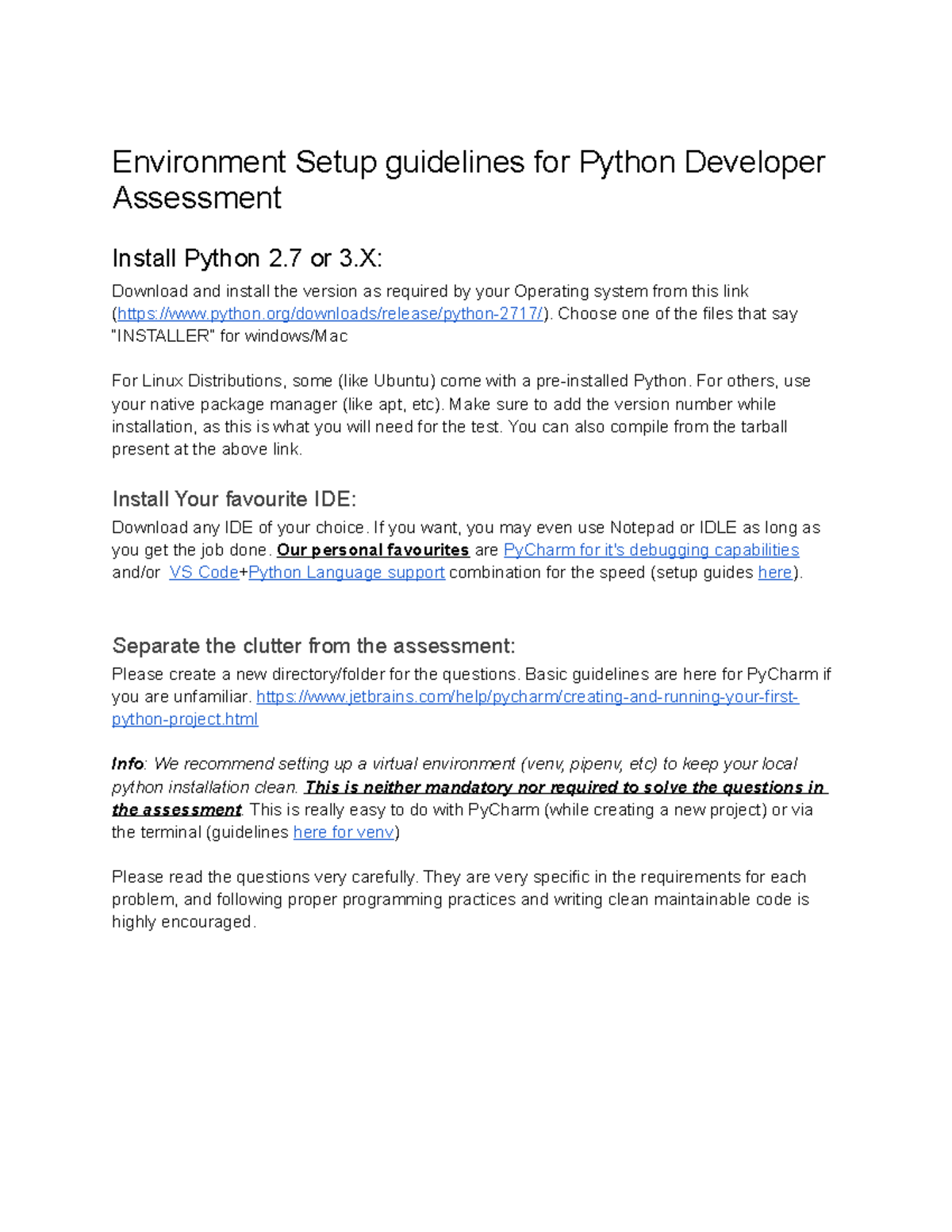 Environment Setup guidelines for 221 B Baker ST Python Developer ...