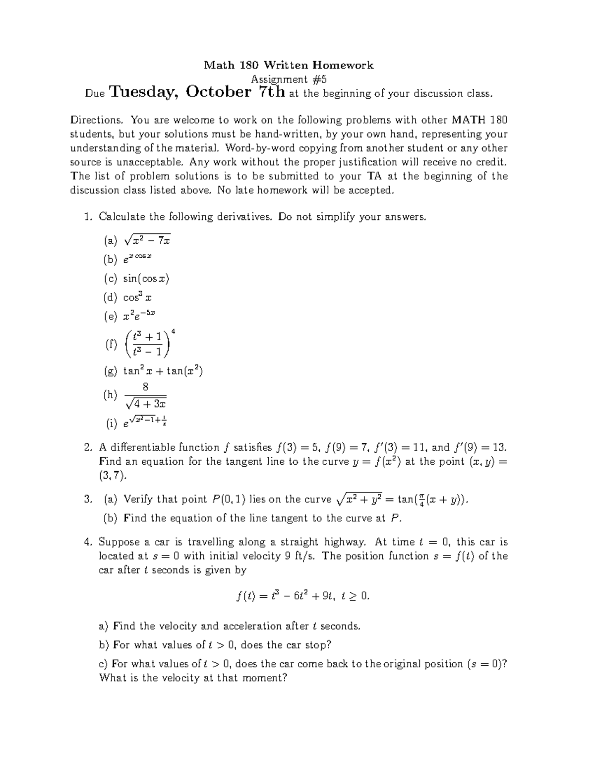 Math 180 Written Homework 5 - Due Tuesday, Math 180 Written Homework ...