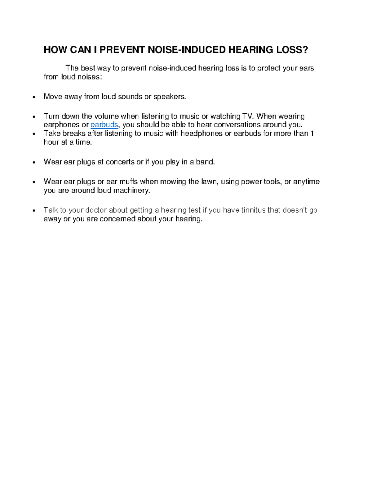 HOW CAN I Prevent Noise - HOW CAN I PREVENT NOISE-INDUCED HEARING LOSS ...