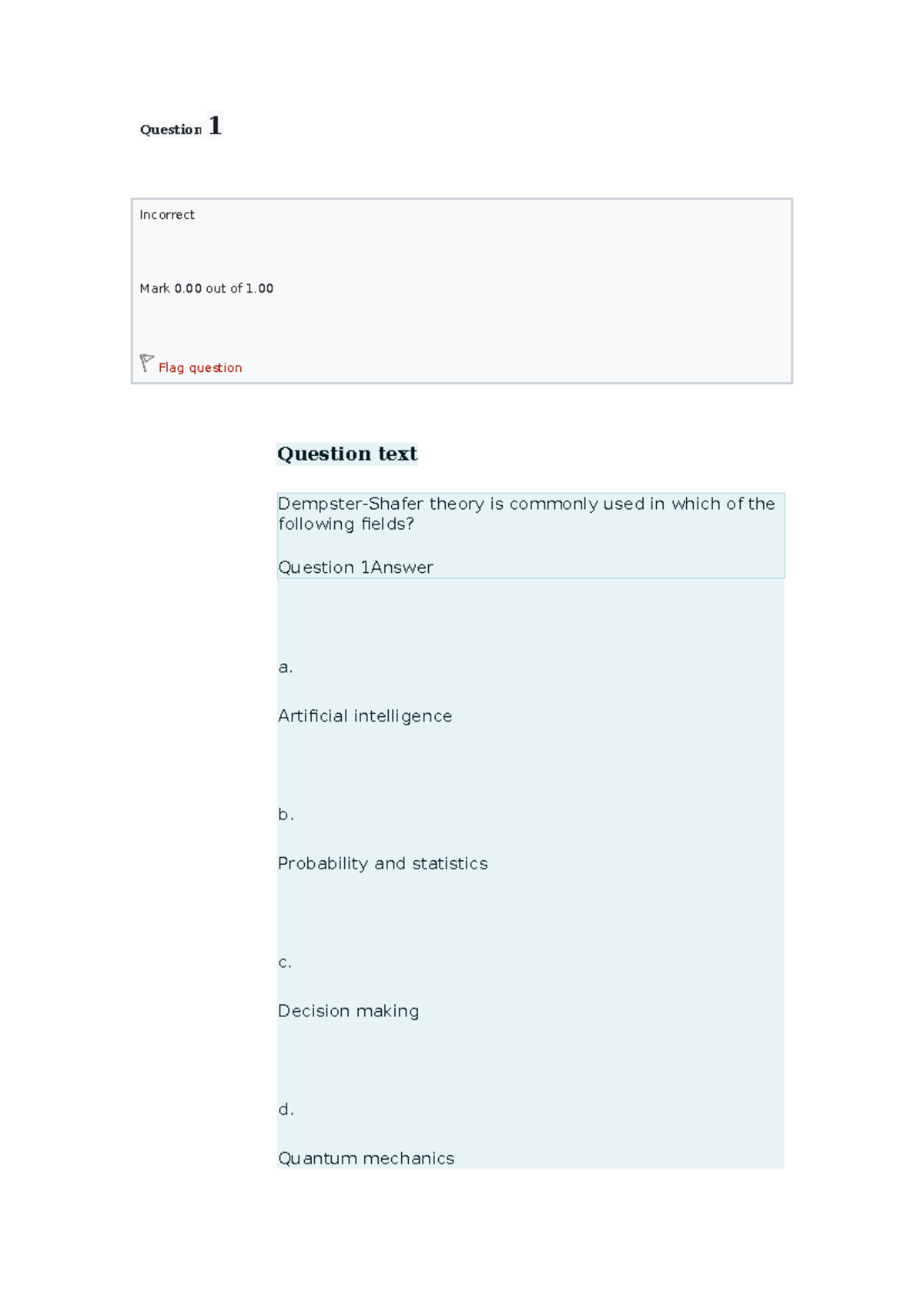Prelim Quiz 1 AI Fundamentals - Question 1 Incorrect Mark 0 out of 1 ...