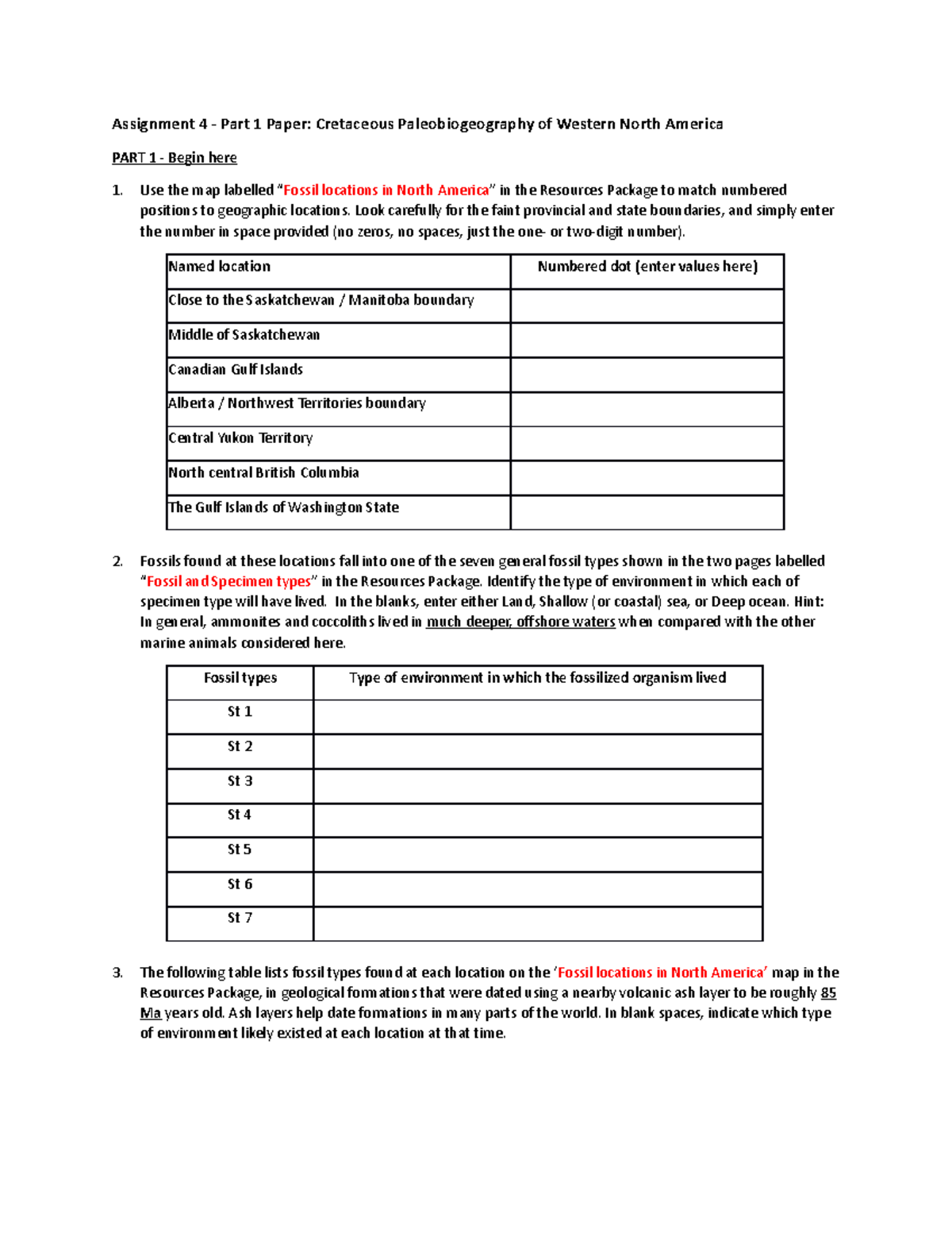 Assignment 4 paper - 2019 - Assignment 4 - Part 1 Paper: Cretaceous Paleobiogeography of Western ...
