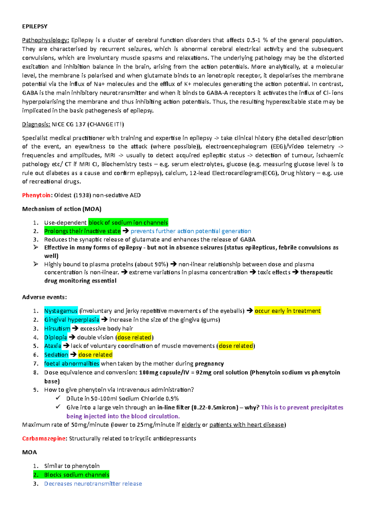 Epilepsy notes for mental health module - EPILEPSY Pathophysiology ...