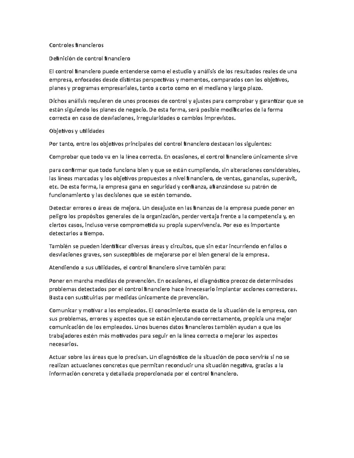 Controles financieros - Controles financieros Definición de control ...
