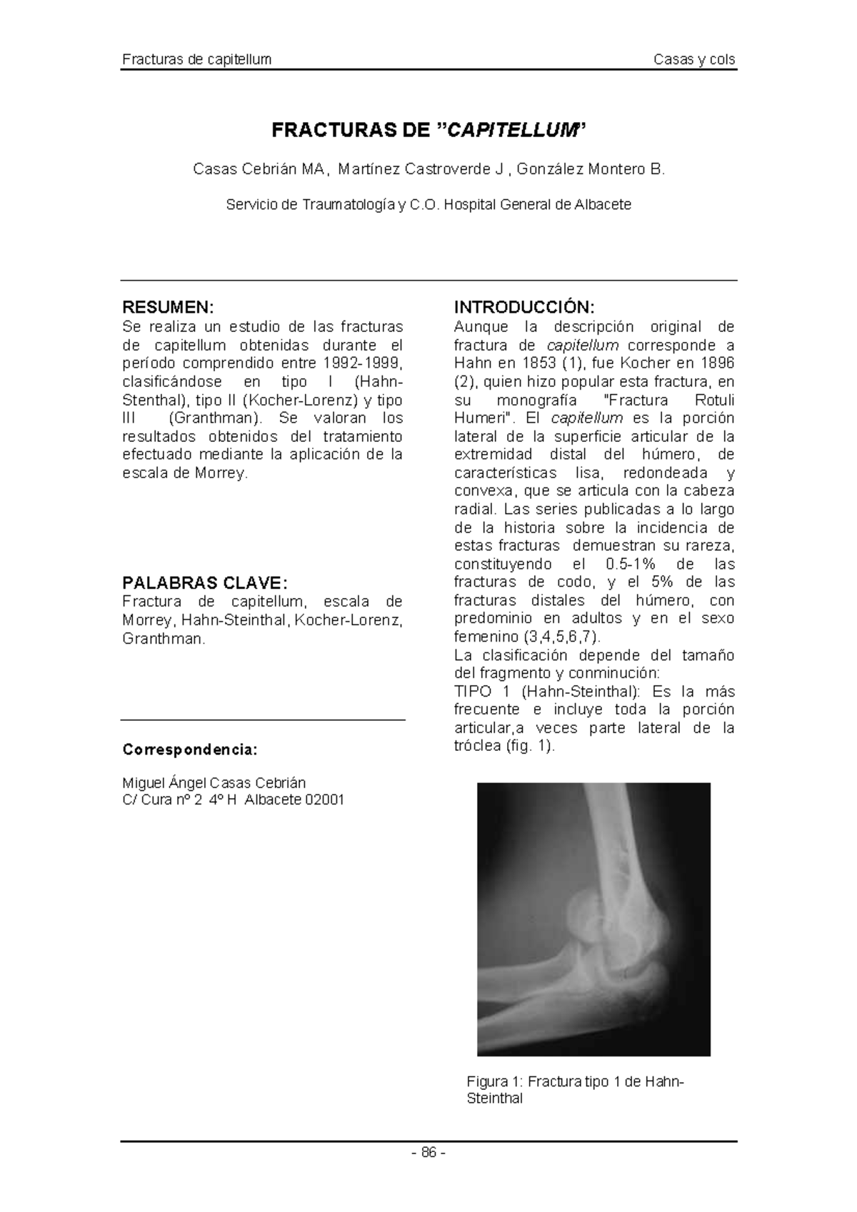 16-2000 Fr capitellum - Fracturas de capitellum Casas y cols FRACTURAS ...