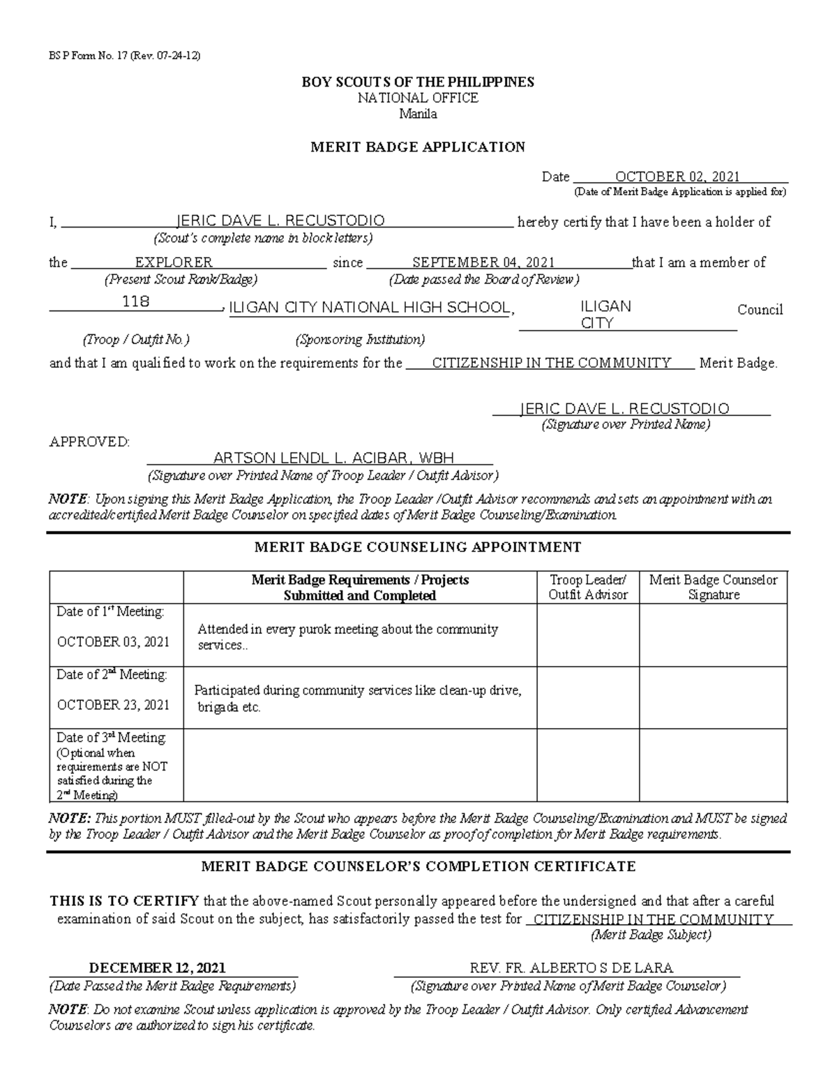 3.- Citizenship-IN-THE- Community Merit- Badge- Pramo - BSP Form No. 17 ...
